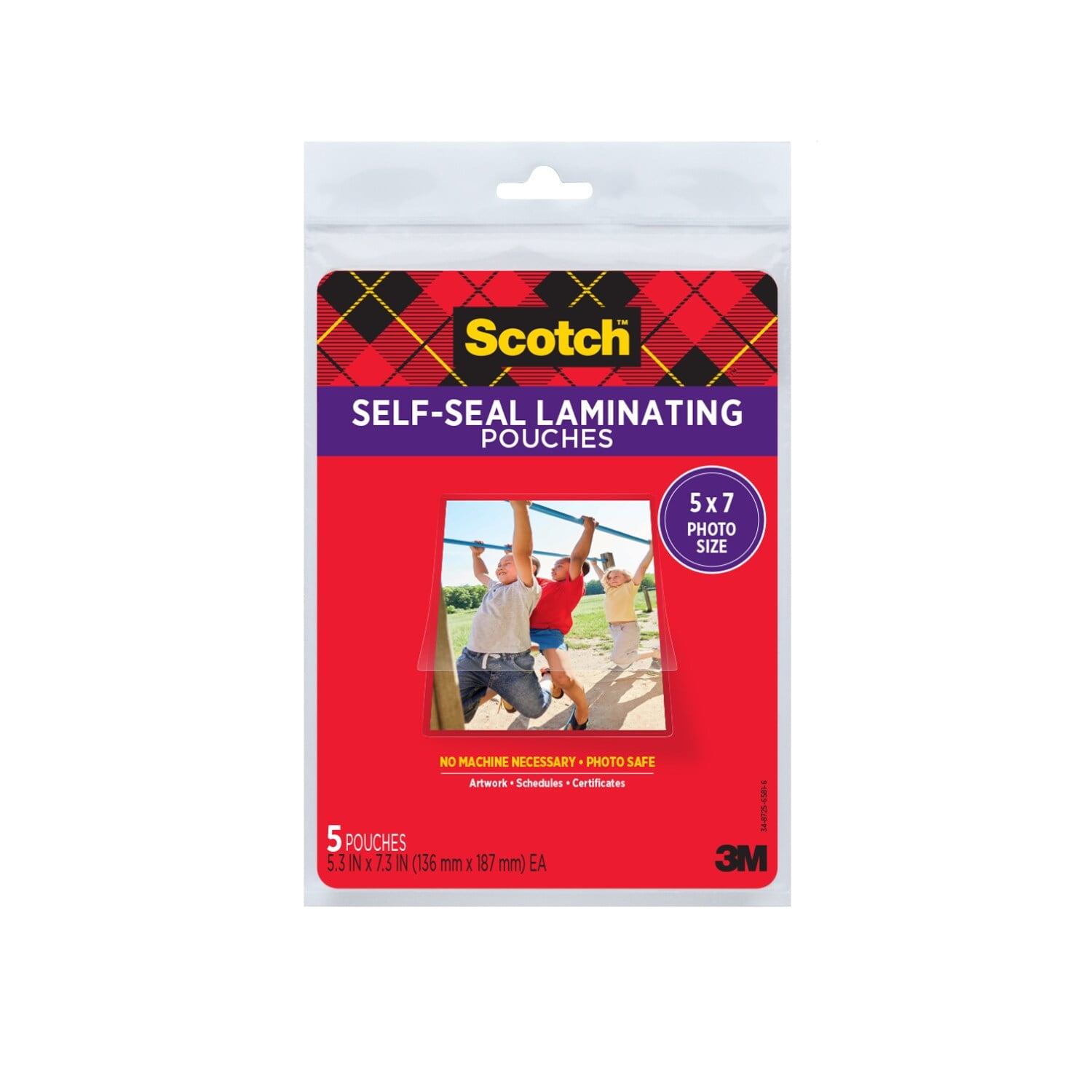 Scotch Self-Sealing Photo Laminating Sheets, Gloss, 5" x 7", 5 Sheets ...