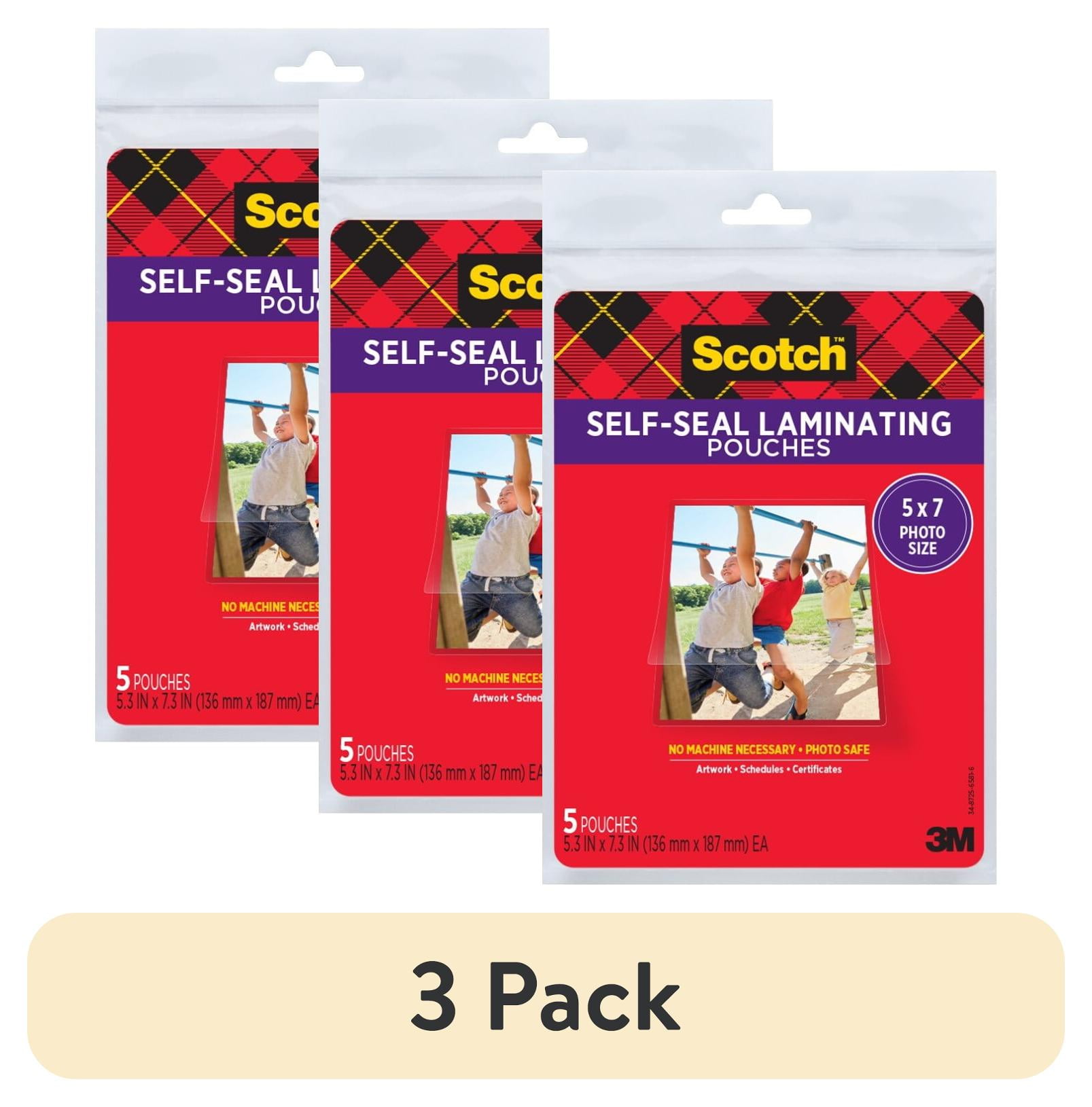 (3 pack) Scotch Self-Sealing Photo Laminating Sheets, Gloss, 5" x 7", 5 ...