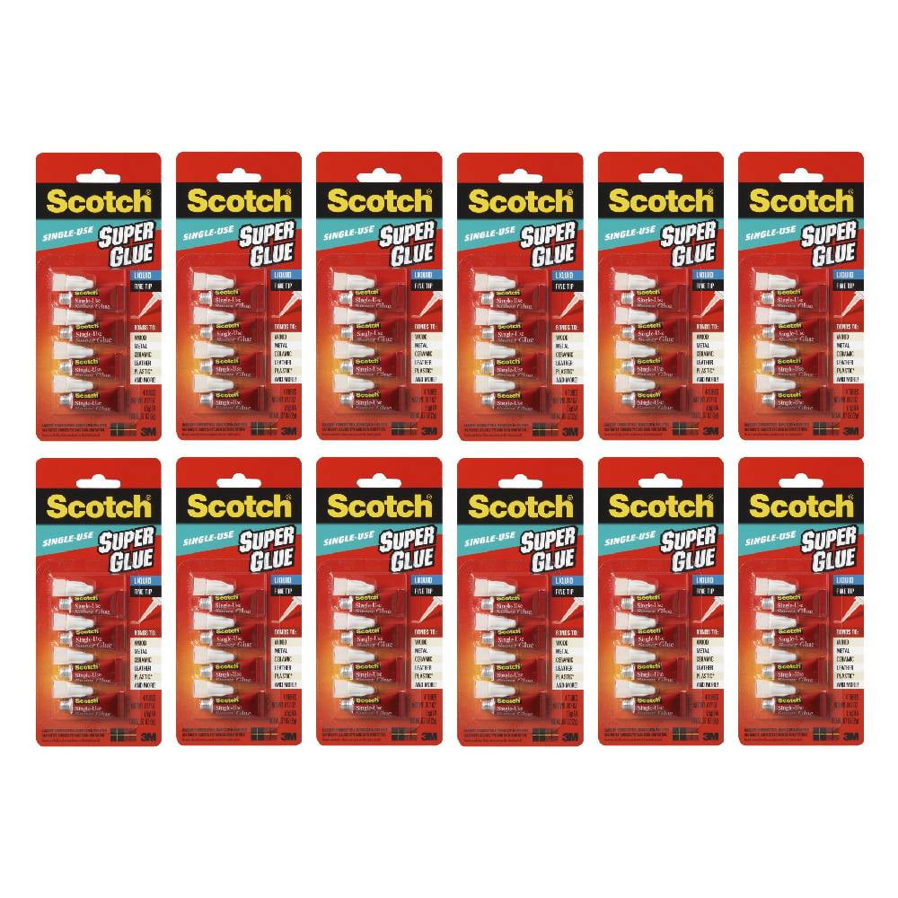 Scotch Super Glue Liquid Adhesive Fine Tip Single Use 4 Tubes Total 0. ...