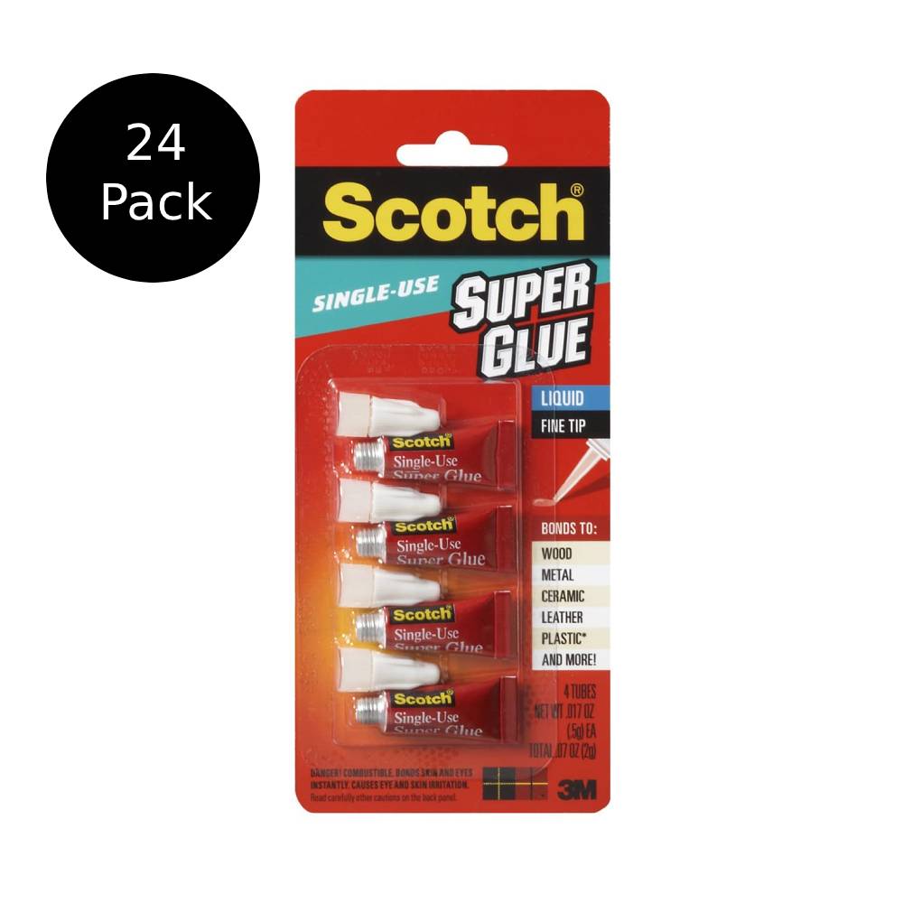 Scotch Super Glue Liquid Adhesive Fine Tip Single Use 4 Tubes Total 0. ...