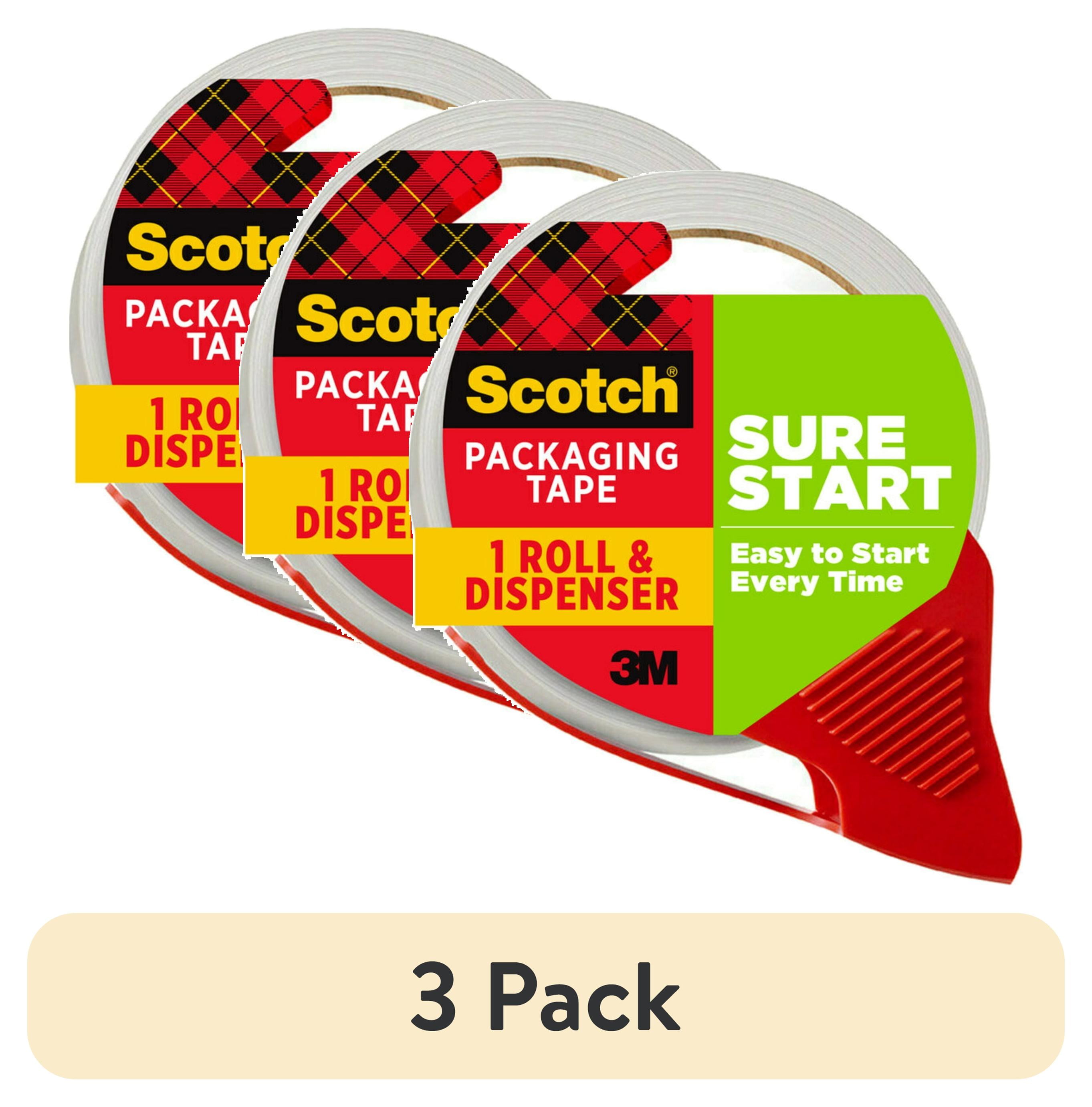 (3 pack) Scotch Sure Start Packaging Tape Dispenser, Clear 1.88 in. x ...