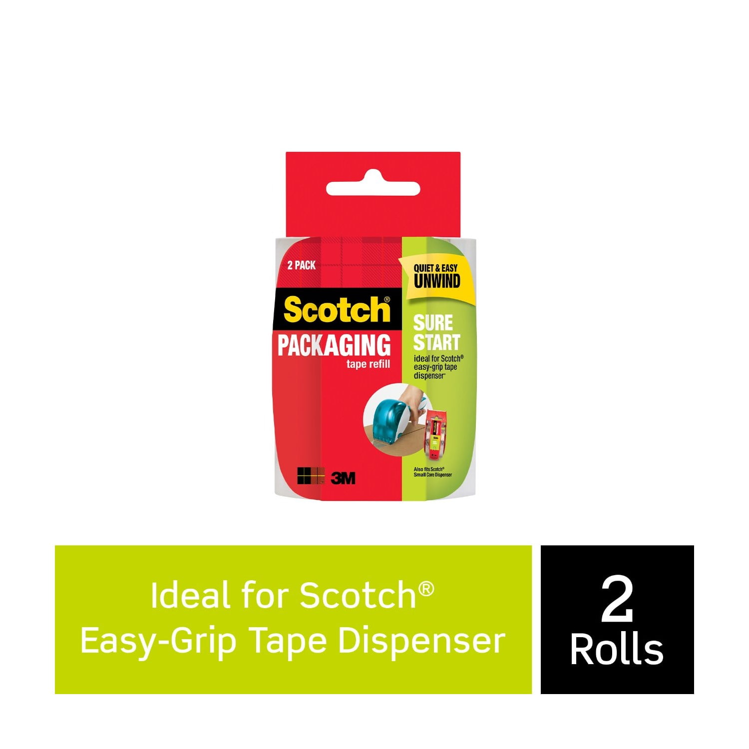Scotch Sure Start Shipping Tape, 1.88 in. x 900 in., 2 Refill Rolls for ...