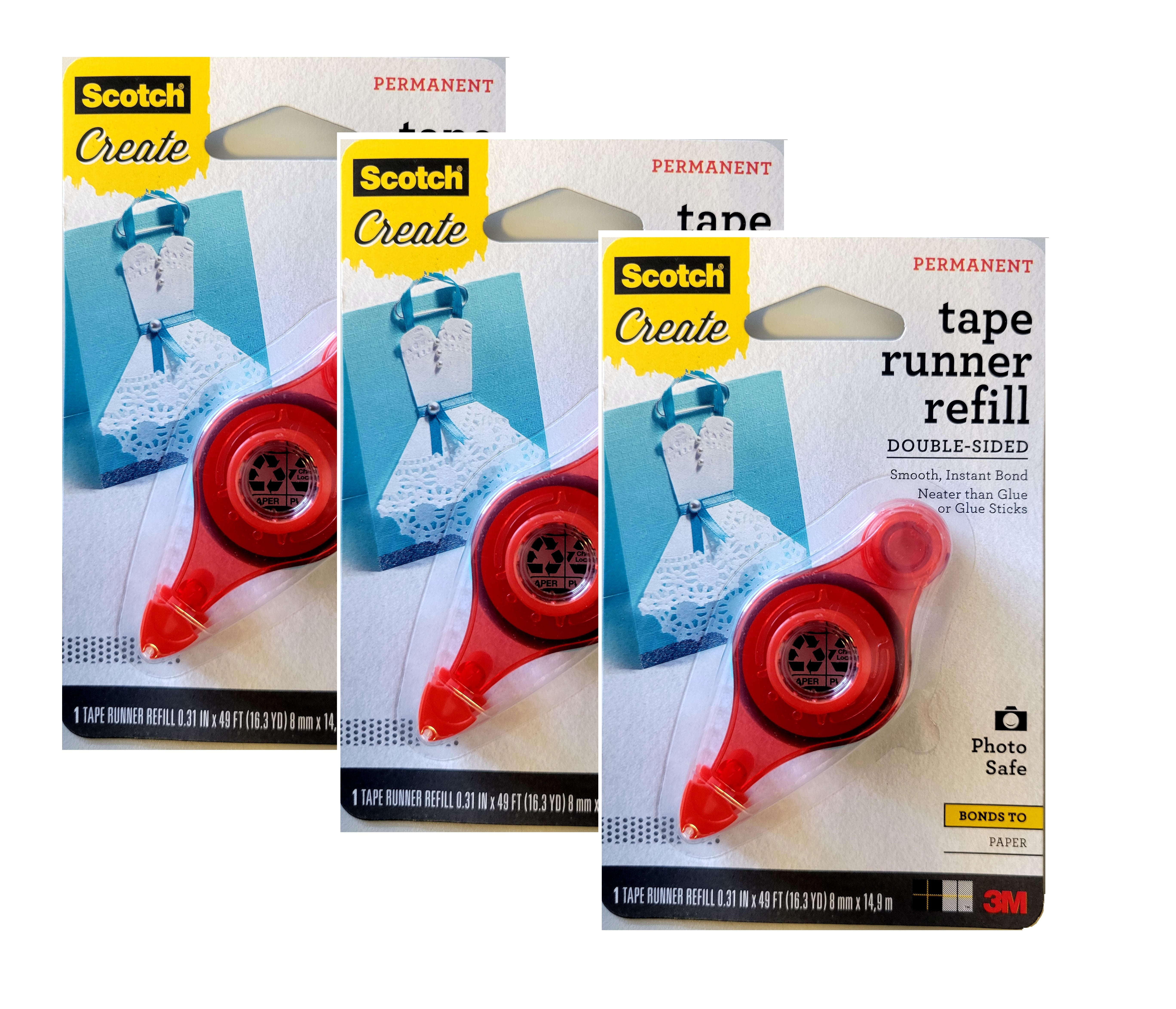 Scotch Tape Runner Refill.31 in x 16.3 yd (055-R-CFT), Pack of 3 ...