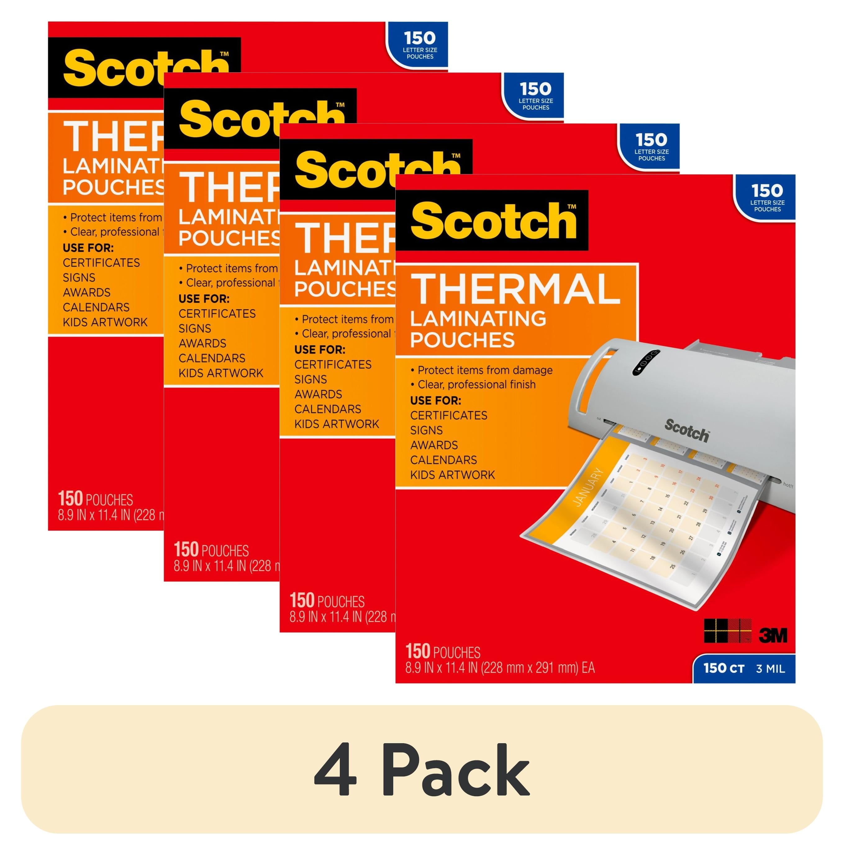 (4 pack) Scotch Thermal Laminating Pouches, 8.5"x 11", Letter Size, 3 ...