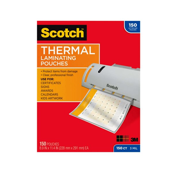 Scotch Thermal Laminating Pouches, 8.5"x 11", Letter Size, 3 Mil Thick ...