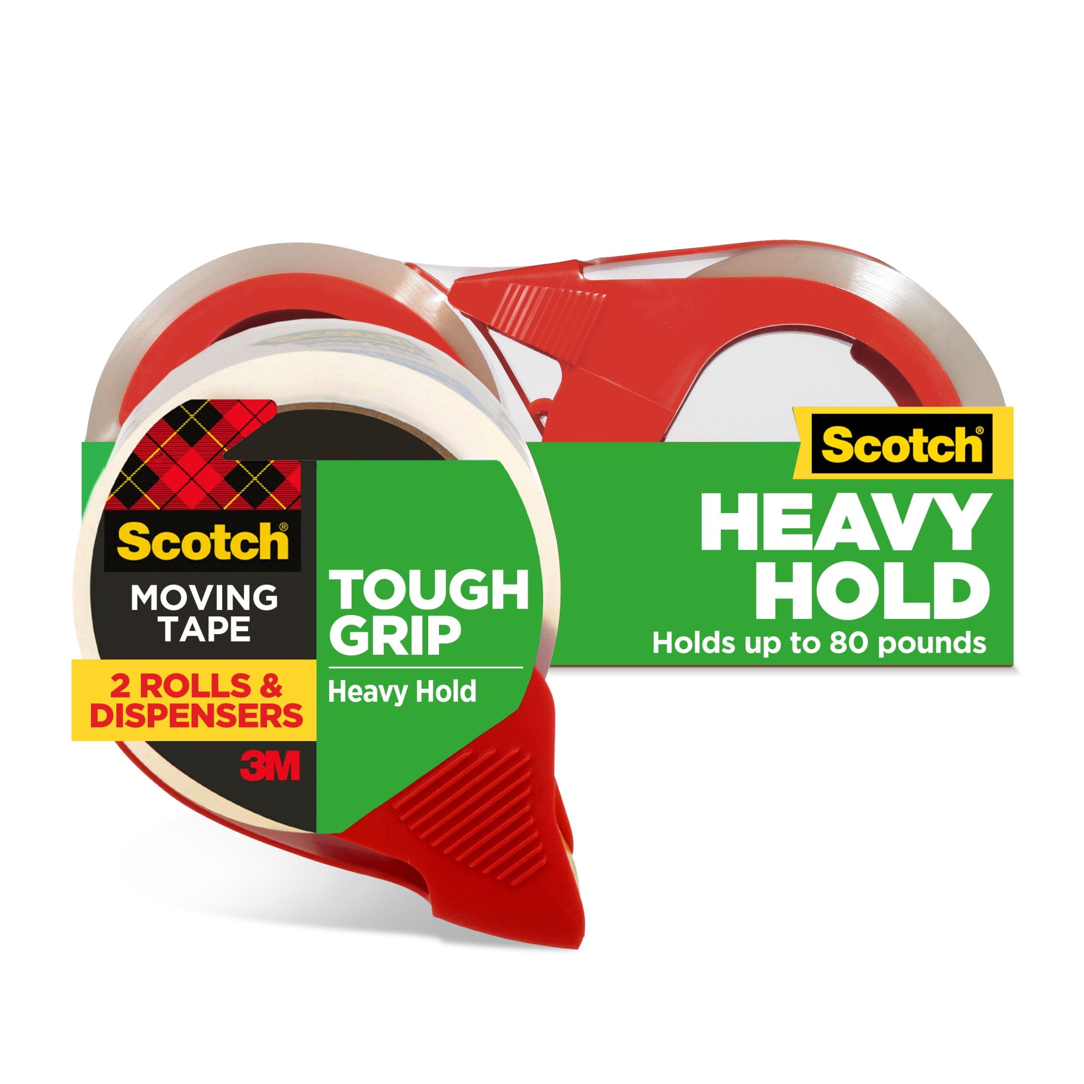 Scotch Tough Grip Moving Packaging Tape, Clear, 1.88 in x 38.2 yd, 2 ...