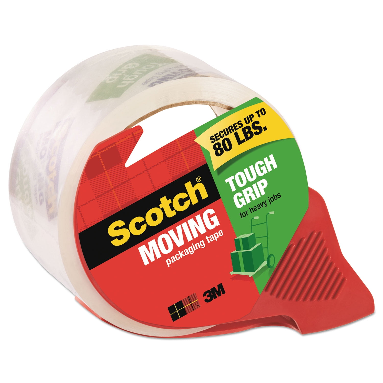 Scotch Tough Grip Moving Packaging Tape with Dispenser, 3" Core, 1.88 ...