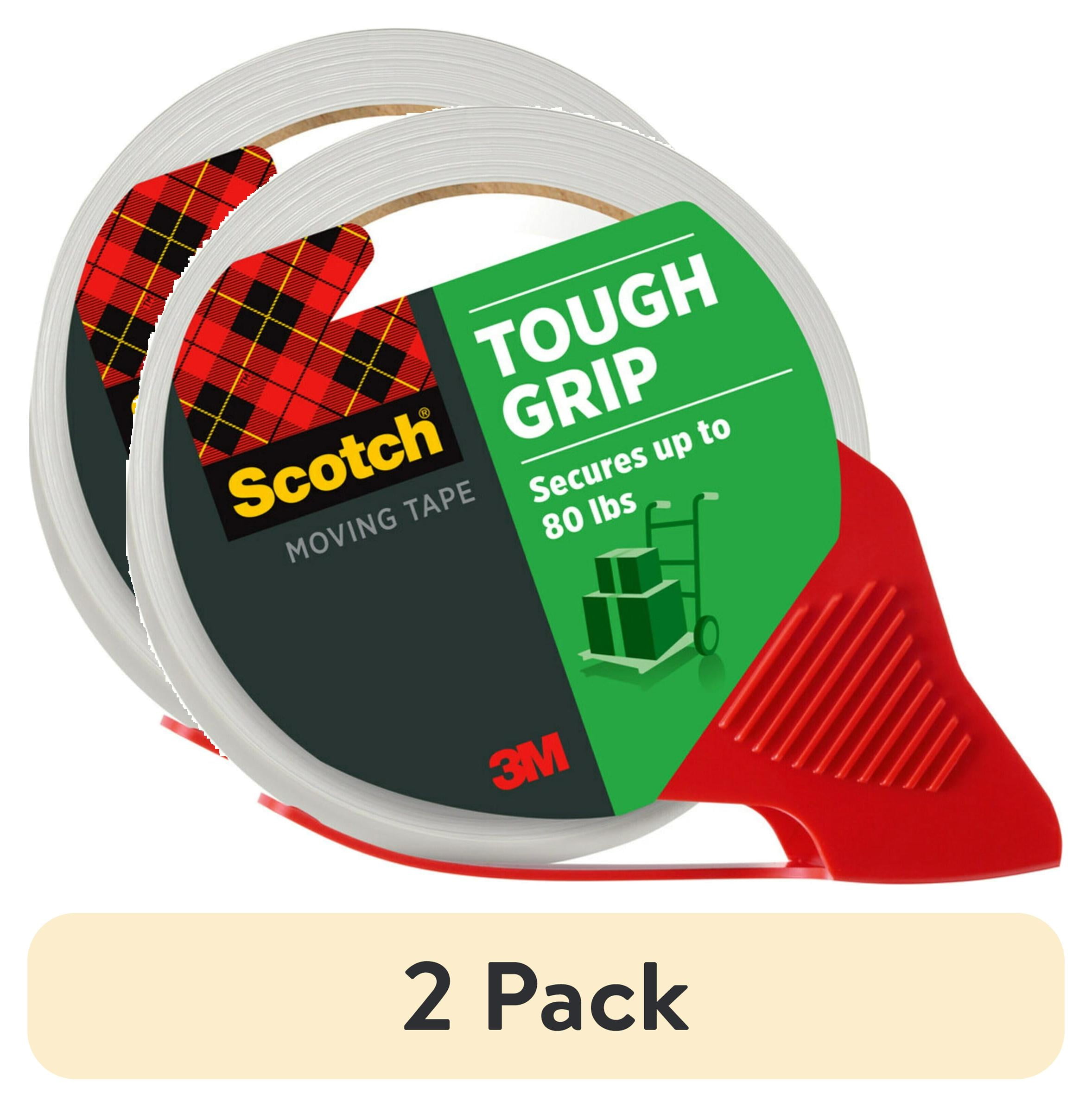 (2 pack) Scotch Tough Grip Packaging Tape Dispenser, Clear, 1.88 in x ...