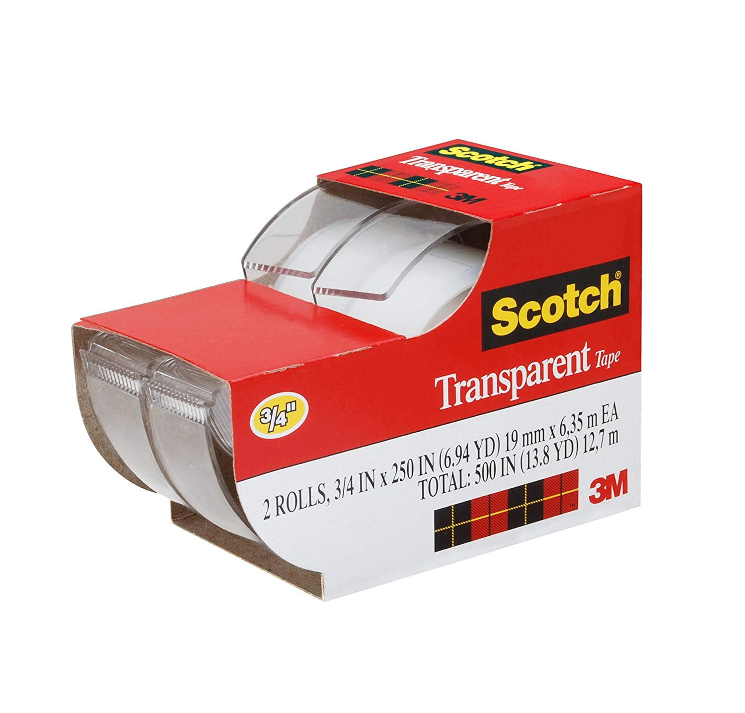 Scotch Transparent Tape, 2 Rolls, 3/4 in x 250 in (2157SS) - Walmart.com