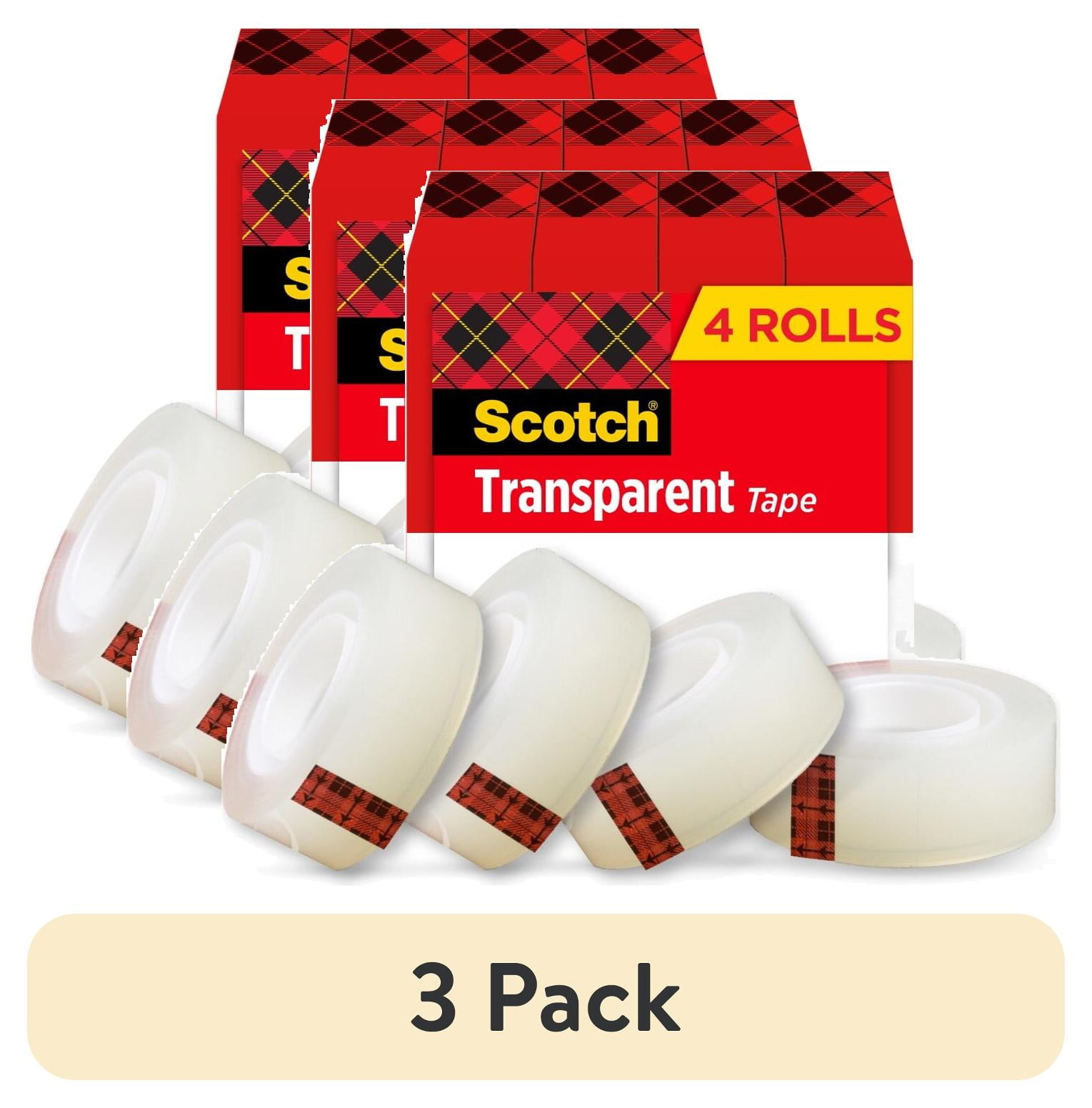 (3 pack) Scotch Transparent Tape, 3/4 in. x 1000 in., 4 Rolls - Walmart.com