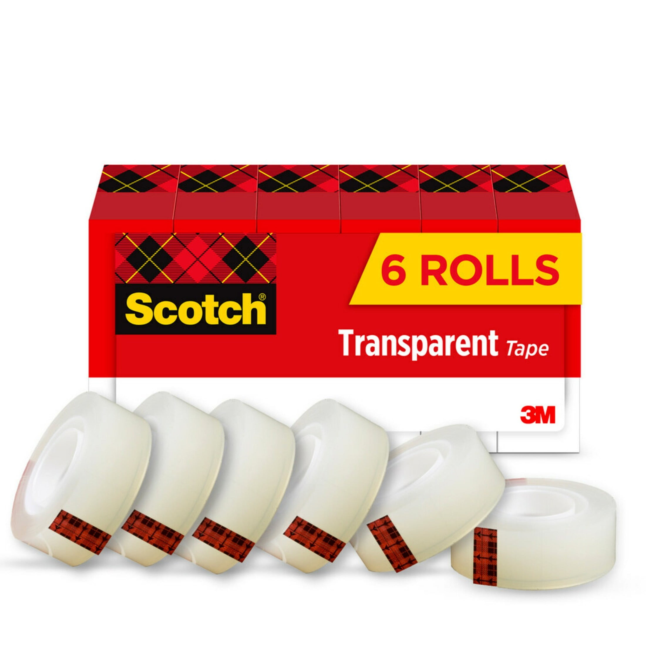 Scotch Brand Clear Transparent Tape Rolls, 3/4 in. x 36 yd., 6 Boxes ...