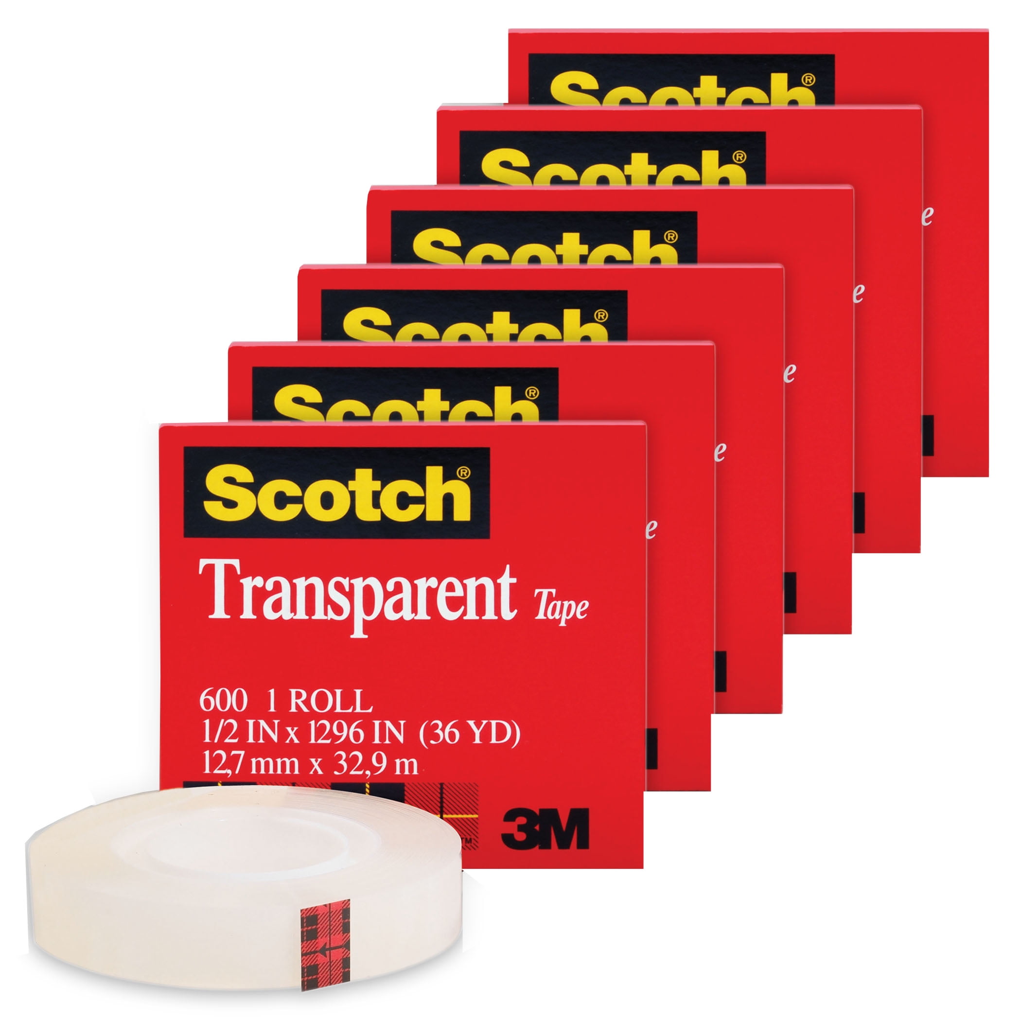 Scotch Transparent Tape Roll, 1/2" x 1296", Pack of 6 - Walmart.com