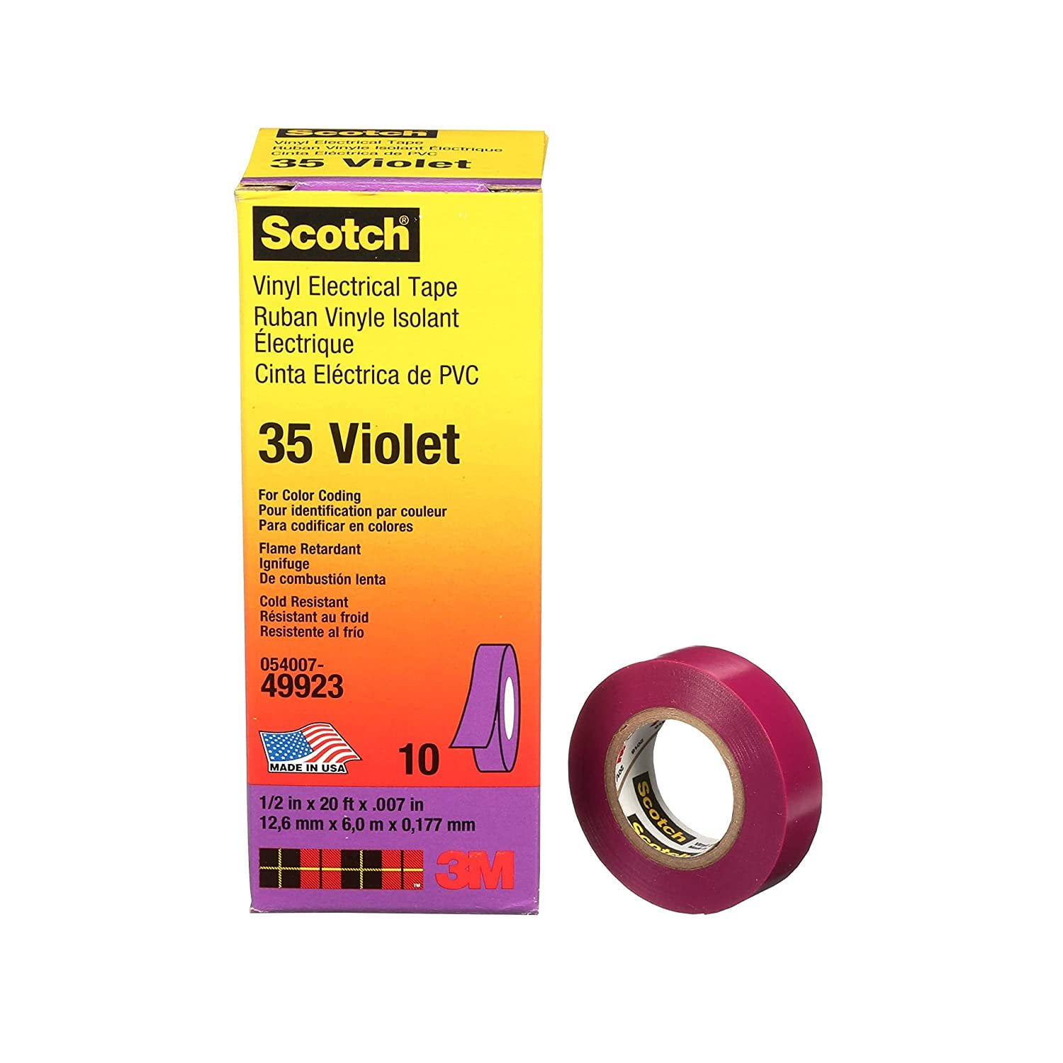 Scotch Vinyl Color Coding Electrical Tape 35, 1/2", Violet, 10 rolls ...