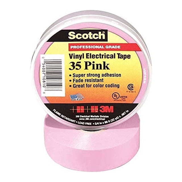 Scotch Vinyl Color Coding Electrical Tape 35, 3/4 in x 66 ft, Pink ...