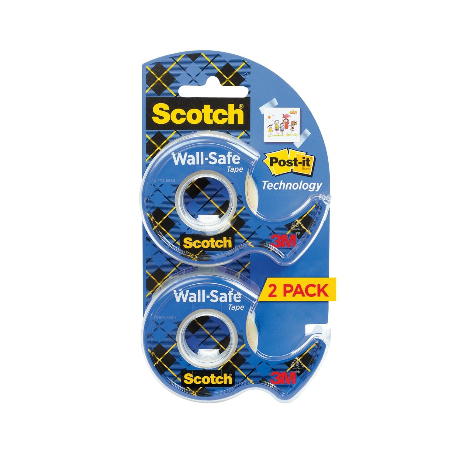 Scotch Wall-Safe Tape, 3/4 in. x 600 in., 2 Dispensers/Pack - Walmart.com