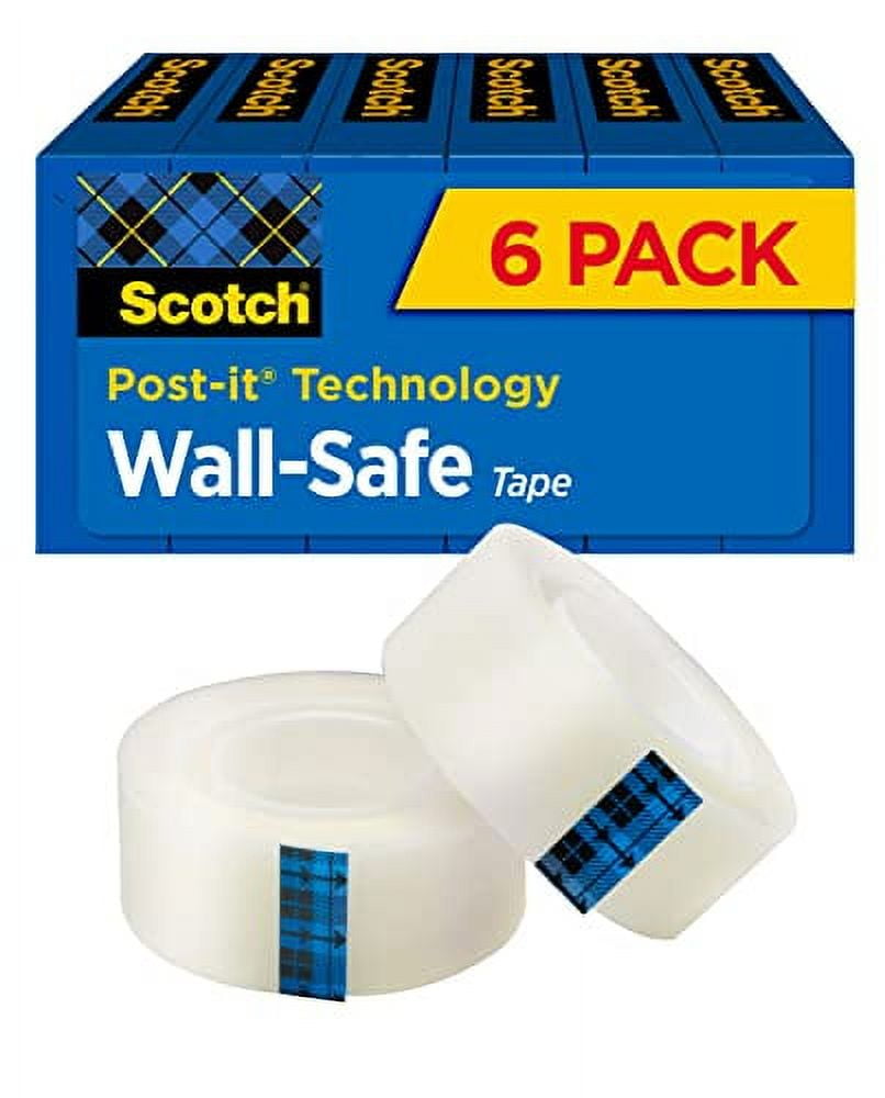 Scotch Wall-Safe Tape, 6 Rolls, Sticks Securely, Removes Cleanly ...