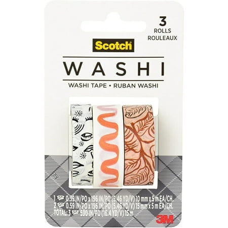 Scotch Washi Tape, Blush Tone Patterns, 3 Rolls, Assorted Sizes, Great for Bullet Journaling ...