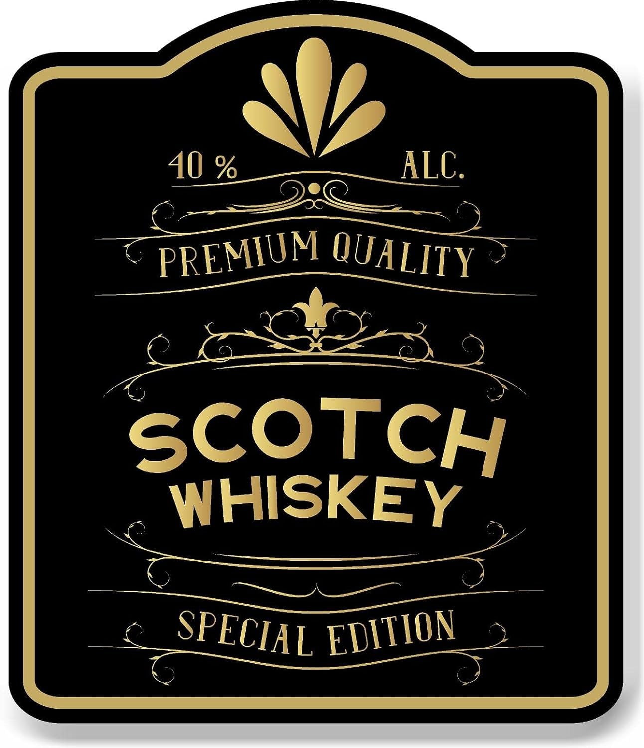 Scotch Whiskey 40 Percent Bar Drink Gold BLACK Aluminum Composite Sign ...