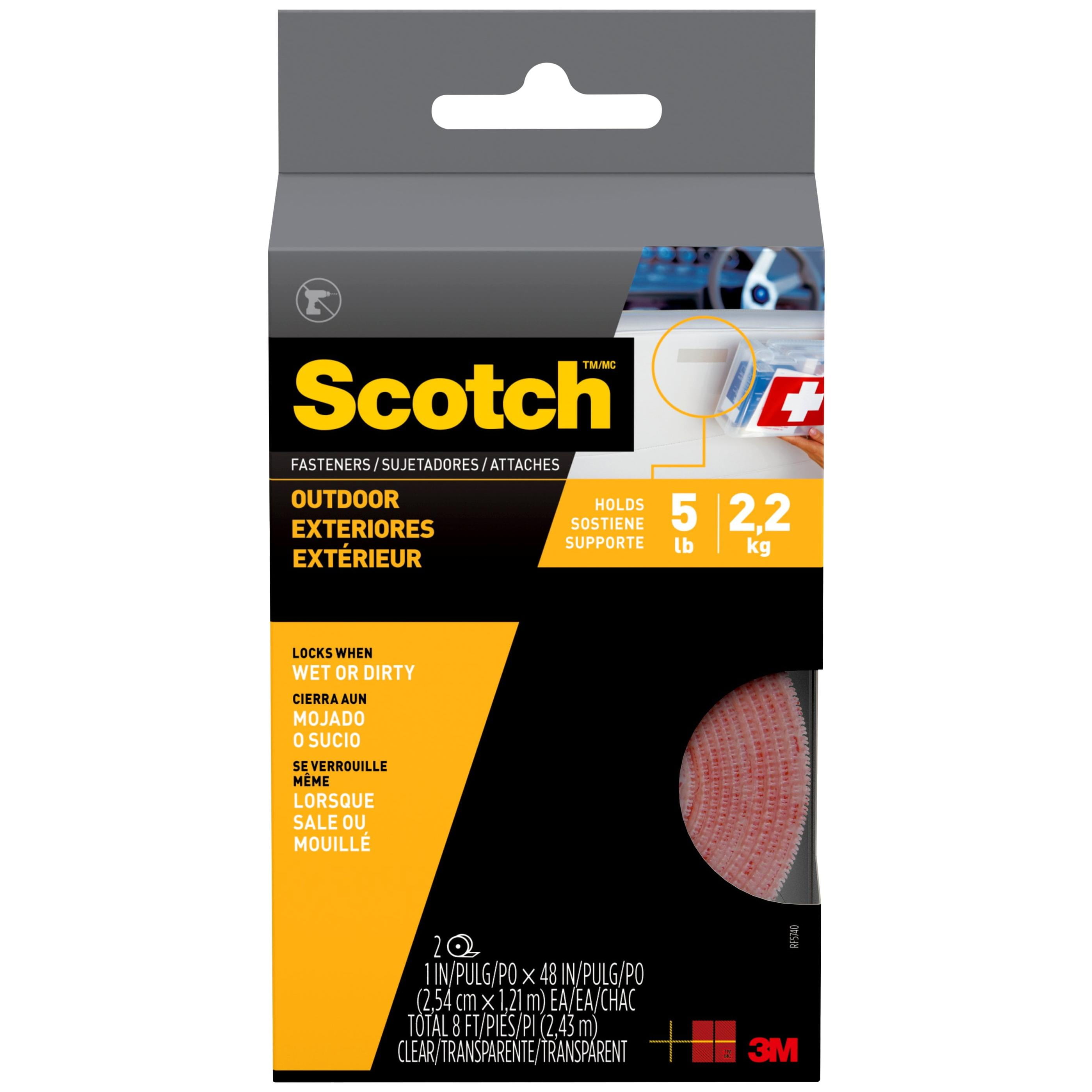Scotch super duty fasteners, 1" x 4 ft., clear, 2 pack - Walmart.com