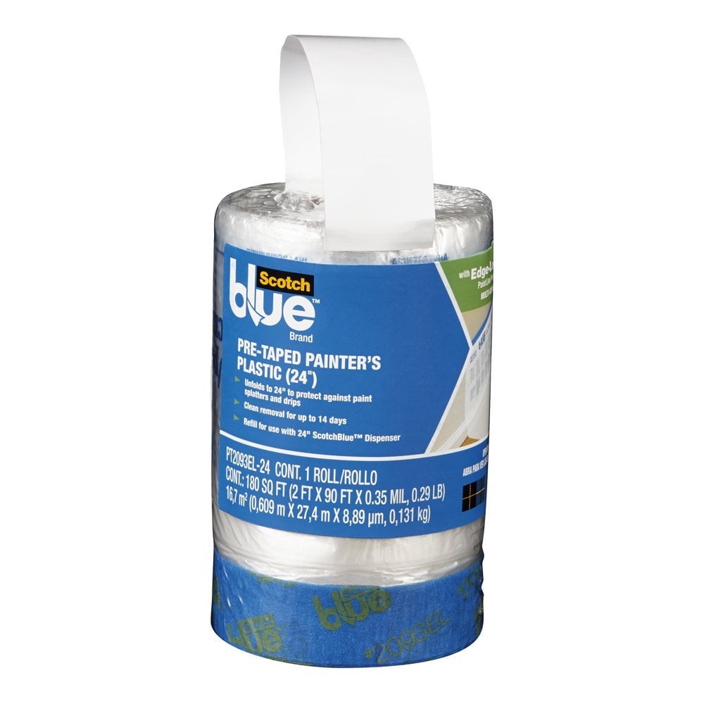 ScotchBlue PT2093EL-24 Pre-Taped Painter's Plastic, 24", Blue, Each ...
