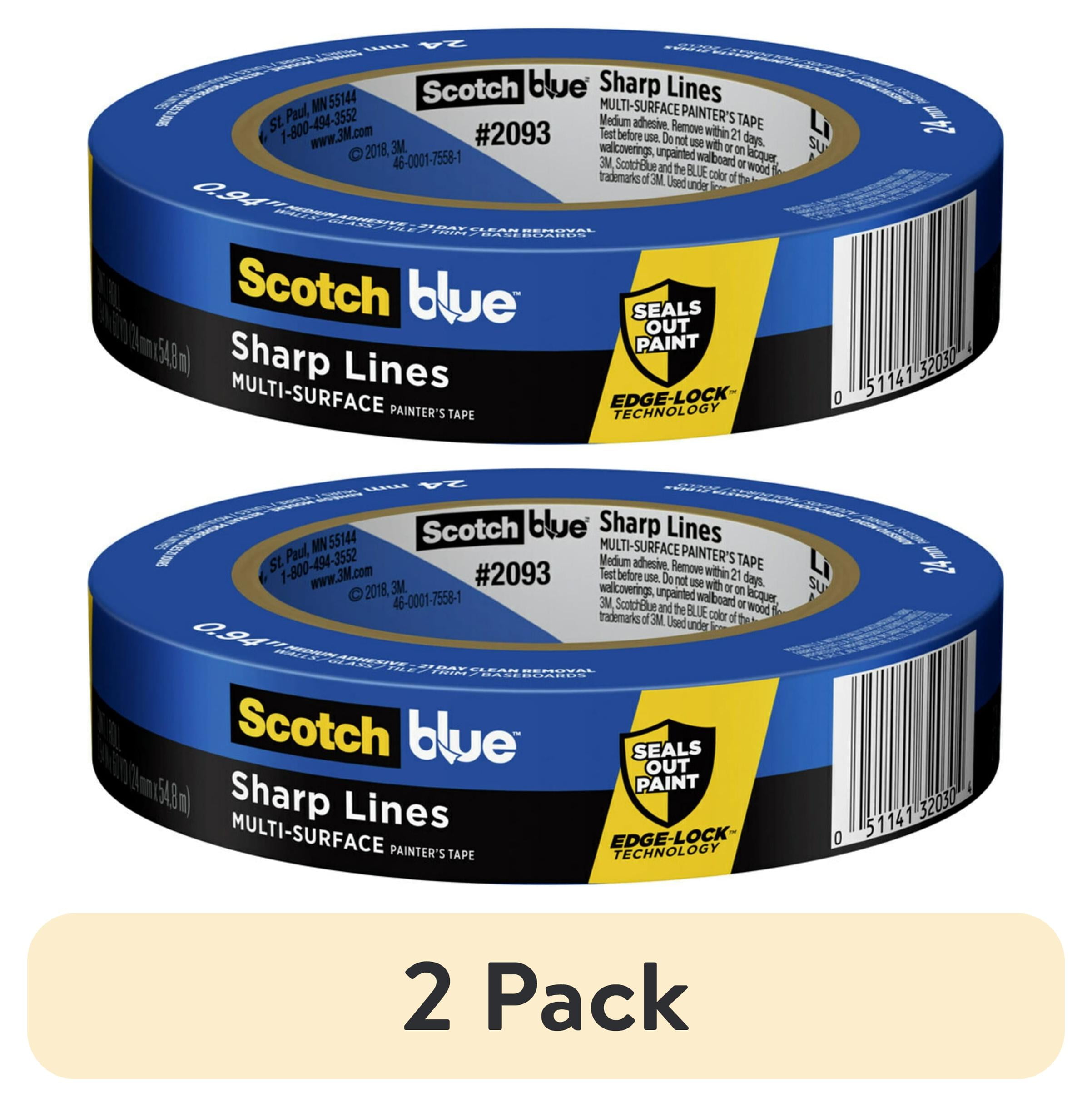 (2 pack) ScotchBlue Sharp Lines Painter's Tape, Blue, 0.94 in x 60 yd ...