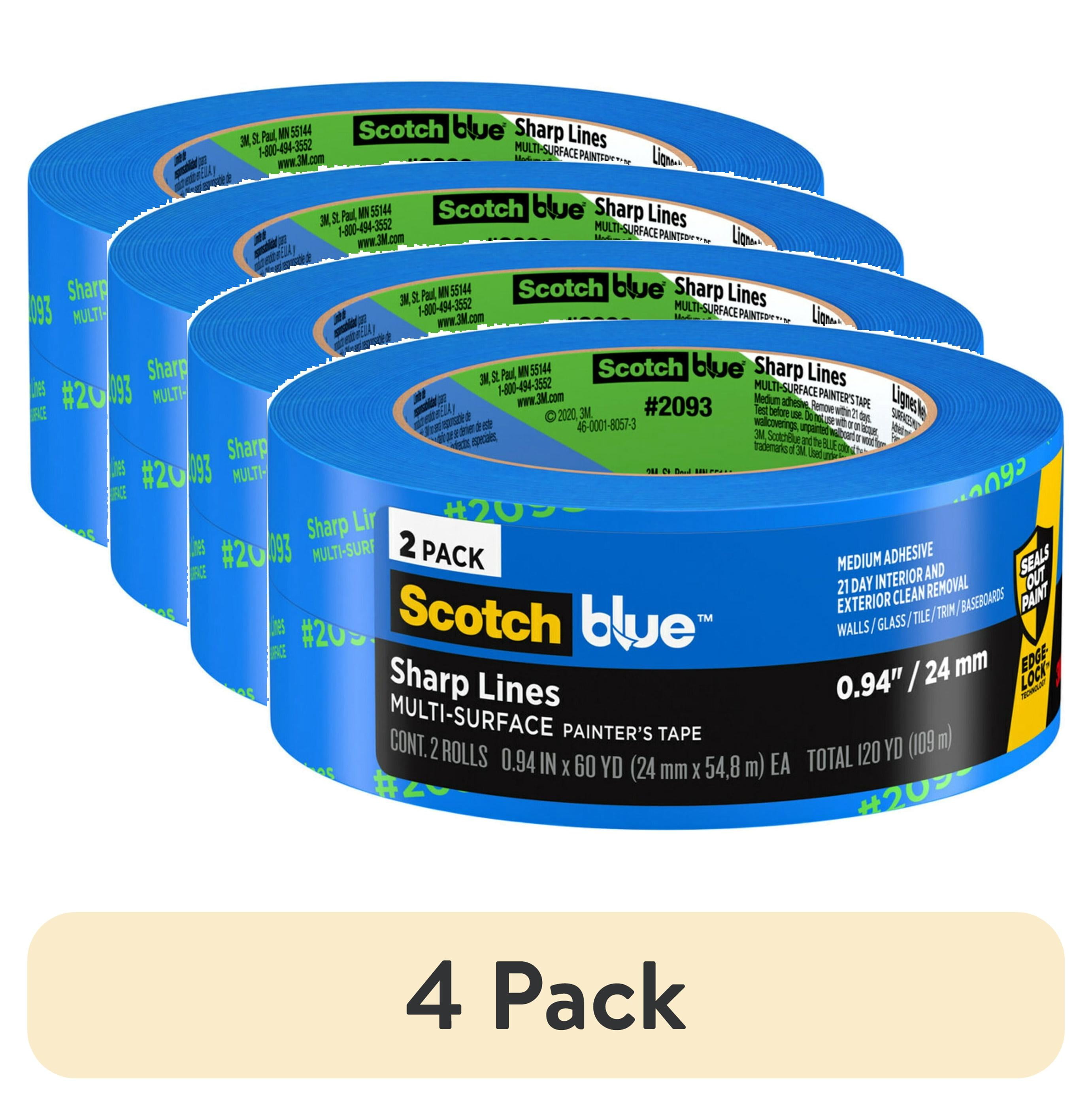 (4 pack) ScotchBlue Sharp Lines Painter's Tape, Blue, 0.94 in x 60 yd ...