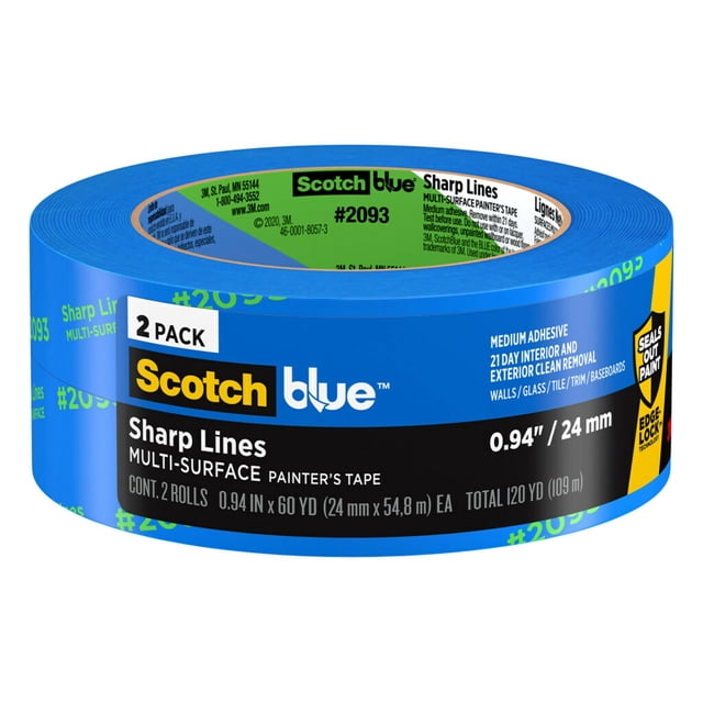 ScotchBlue Sharp Lines Painter's Tape, Blue, 0.94 in x 60 yd, 2 Rolls ...