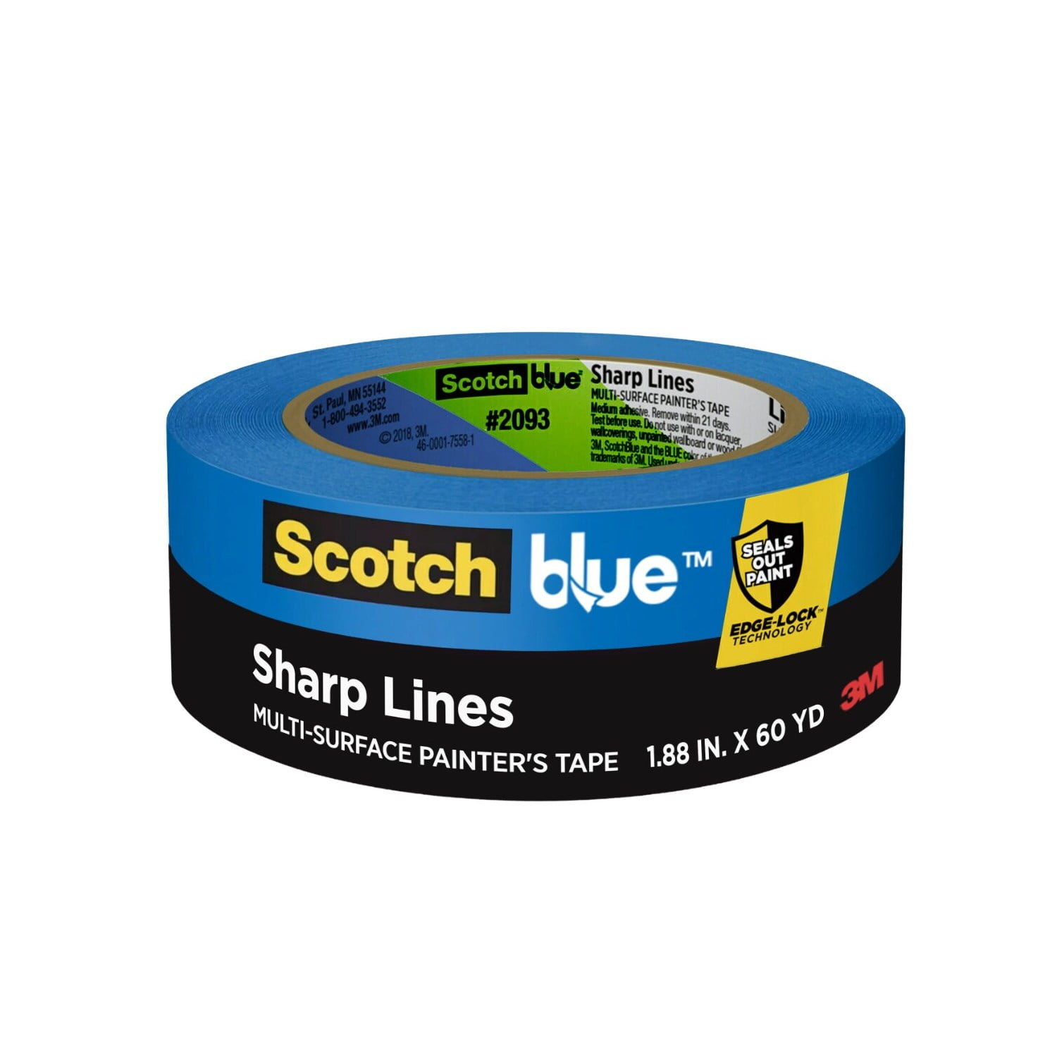 ScotchBlue Sharp Lines Painter's Tape, Blue, 1.88 in x 60 yd, 1 Roll ...