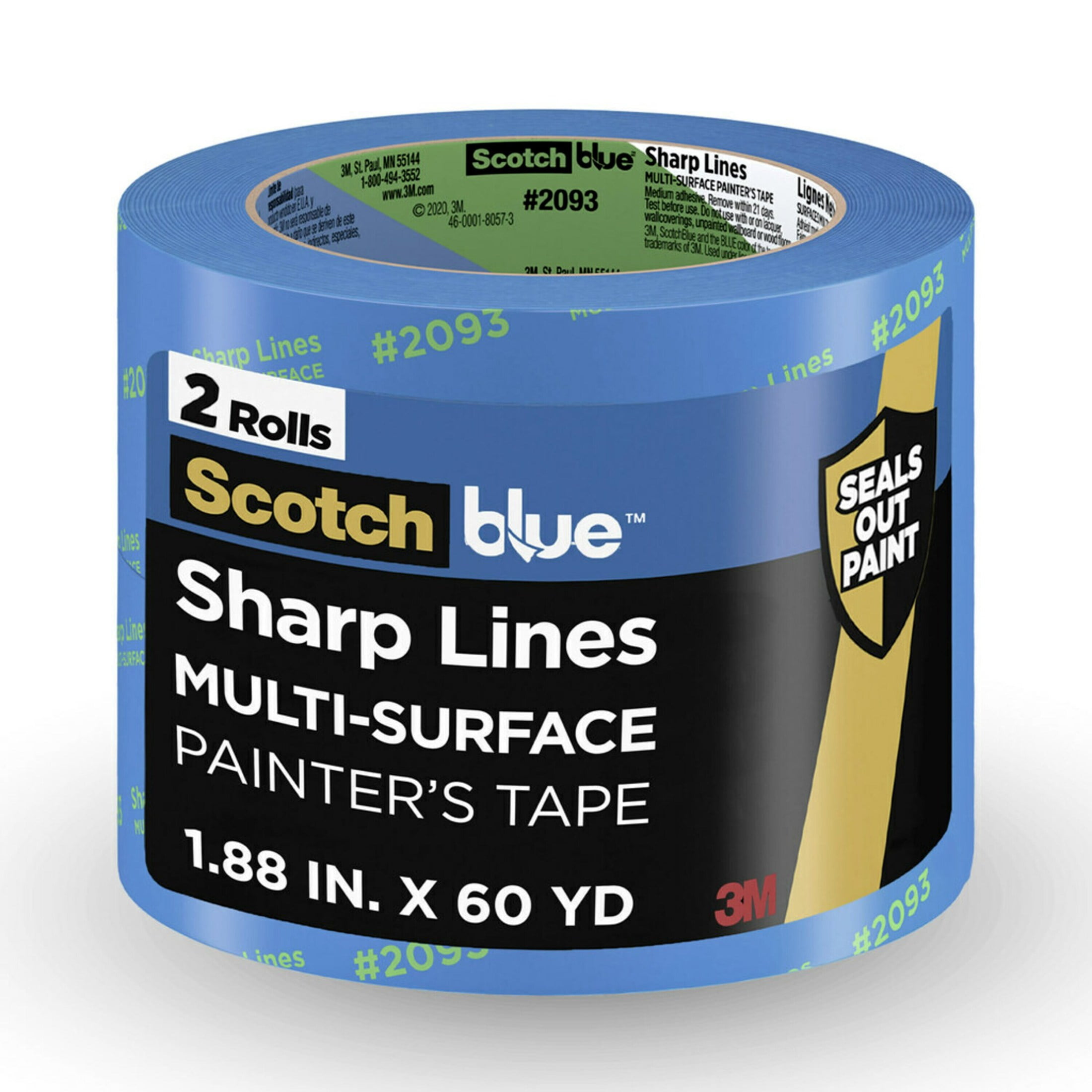 ScotchBlue Sharp Lines Painter's Tape, Blue, 1.88 in x 60 yd, 2 Rolls ...