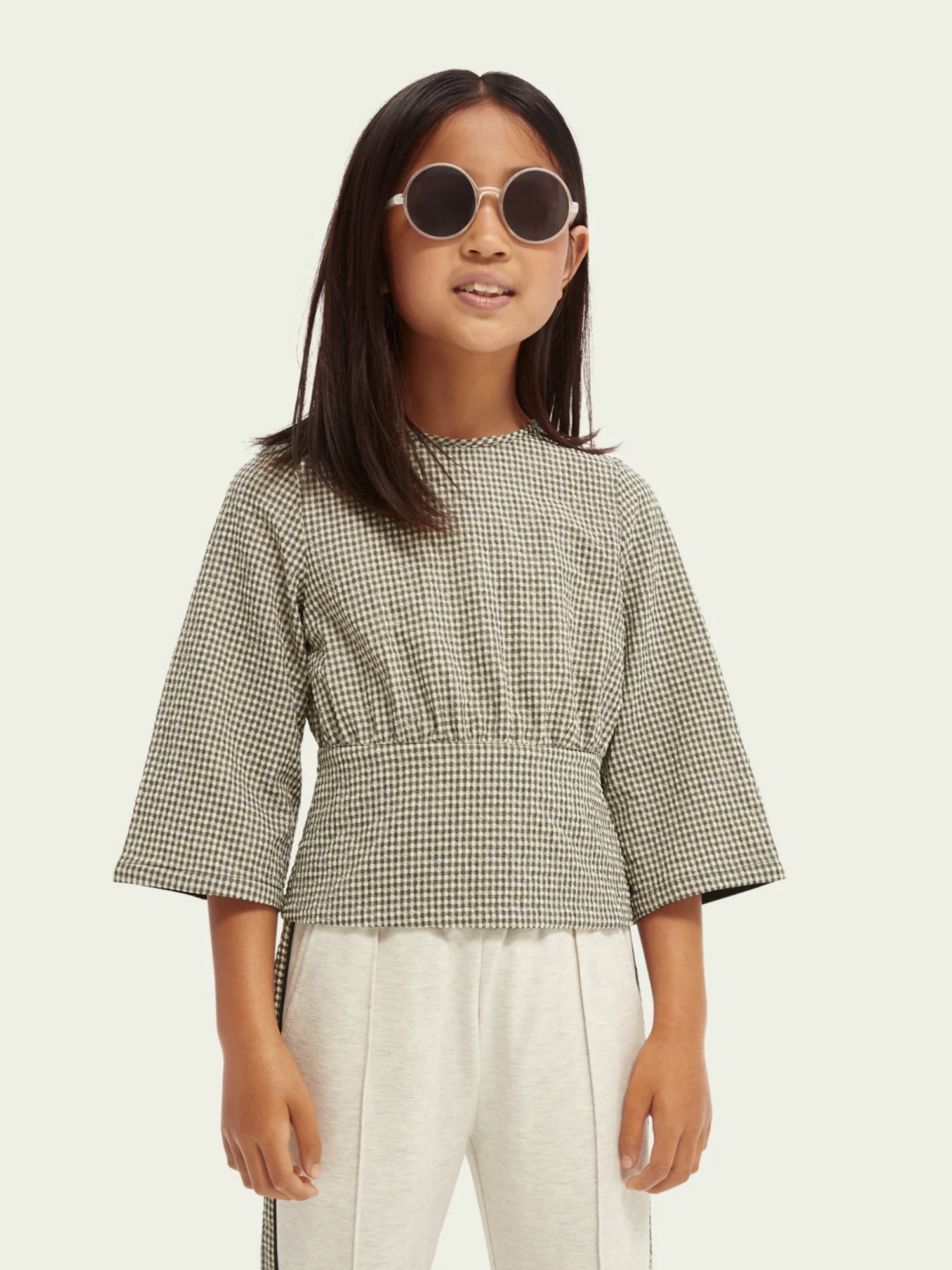 ScotchSoda Checked Wide Sleeve Top - Walmart.com
