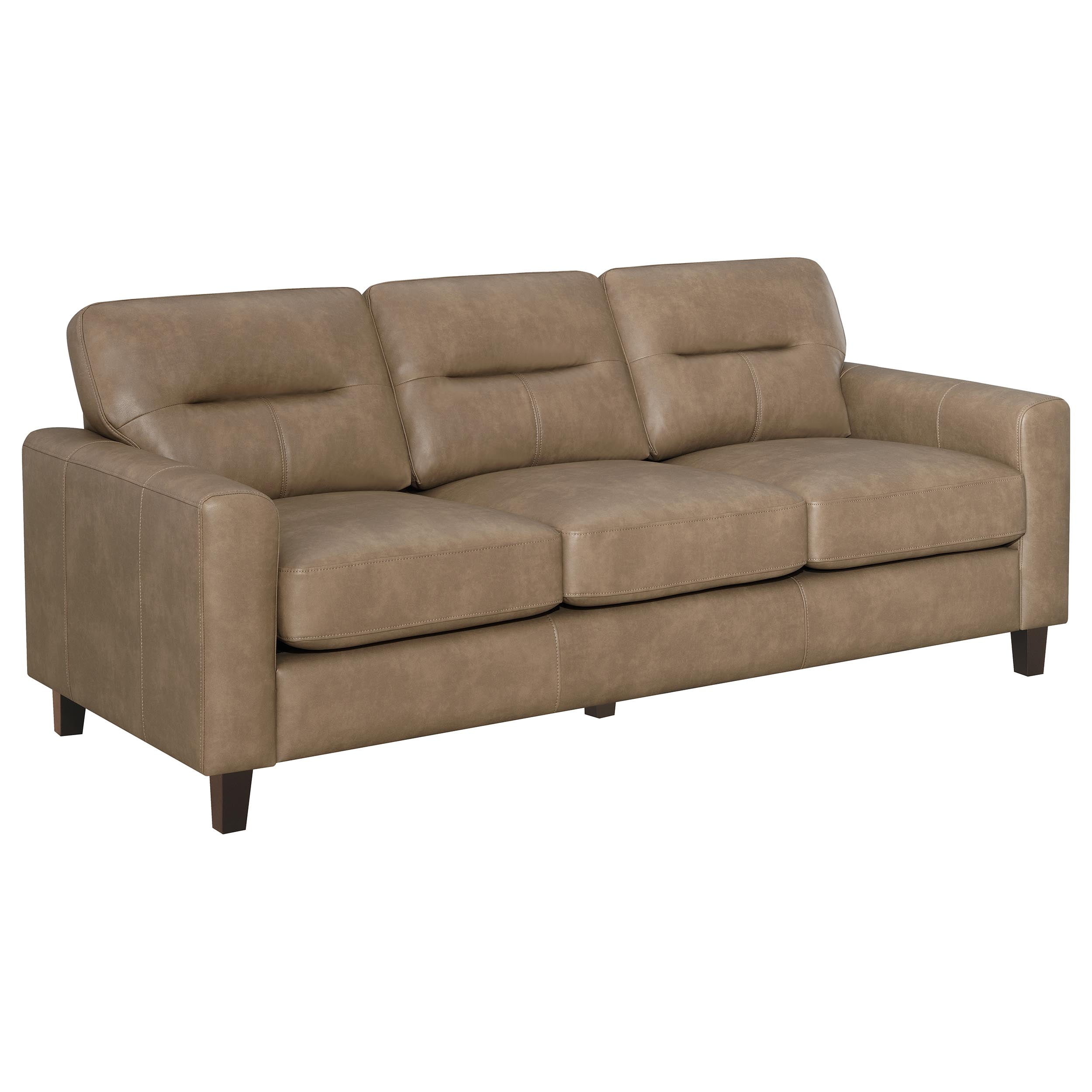 Scotland Faux Leather Upholstered Track Arm Sofa Brown - Walmart.com