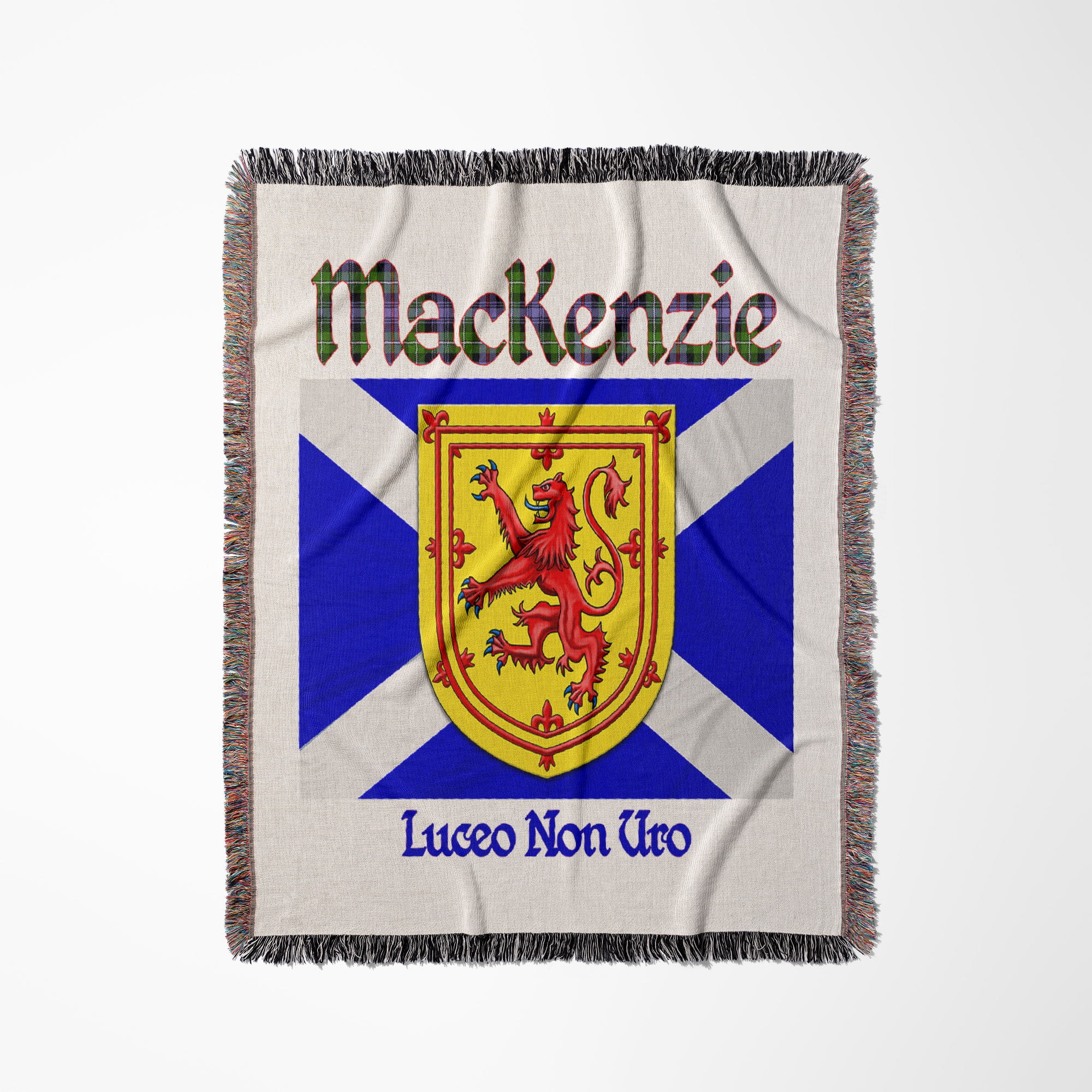 Scotland Flag With Lion Rampant For Clan Mackenzie And Family Motto ...