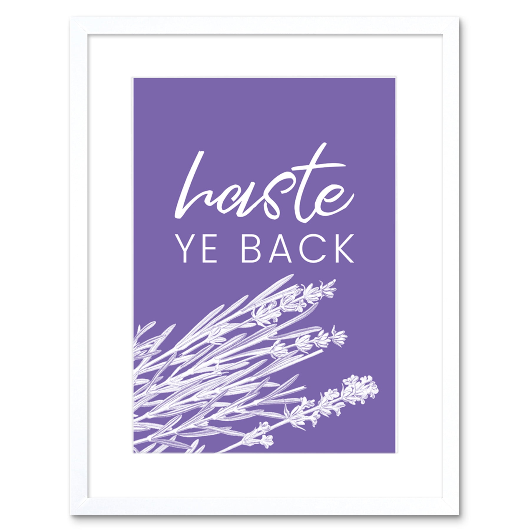 Scotland Flower Quote Haste ye Back Framed Wall Art Print - Walmart.com