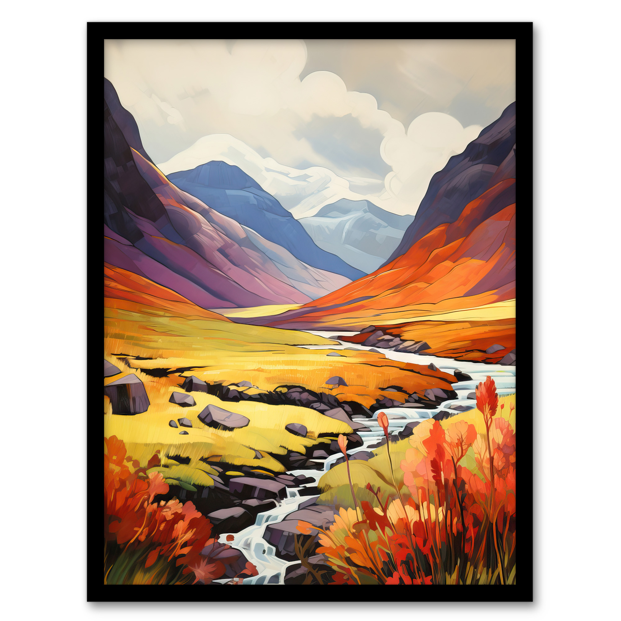 Scotland Glencoe Valley Vibrant Oil Painting Majestic Mountains And ...