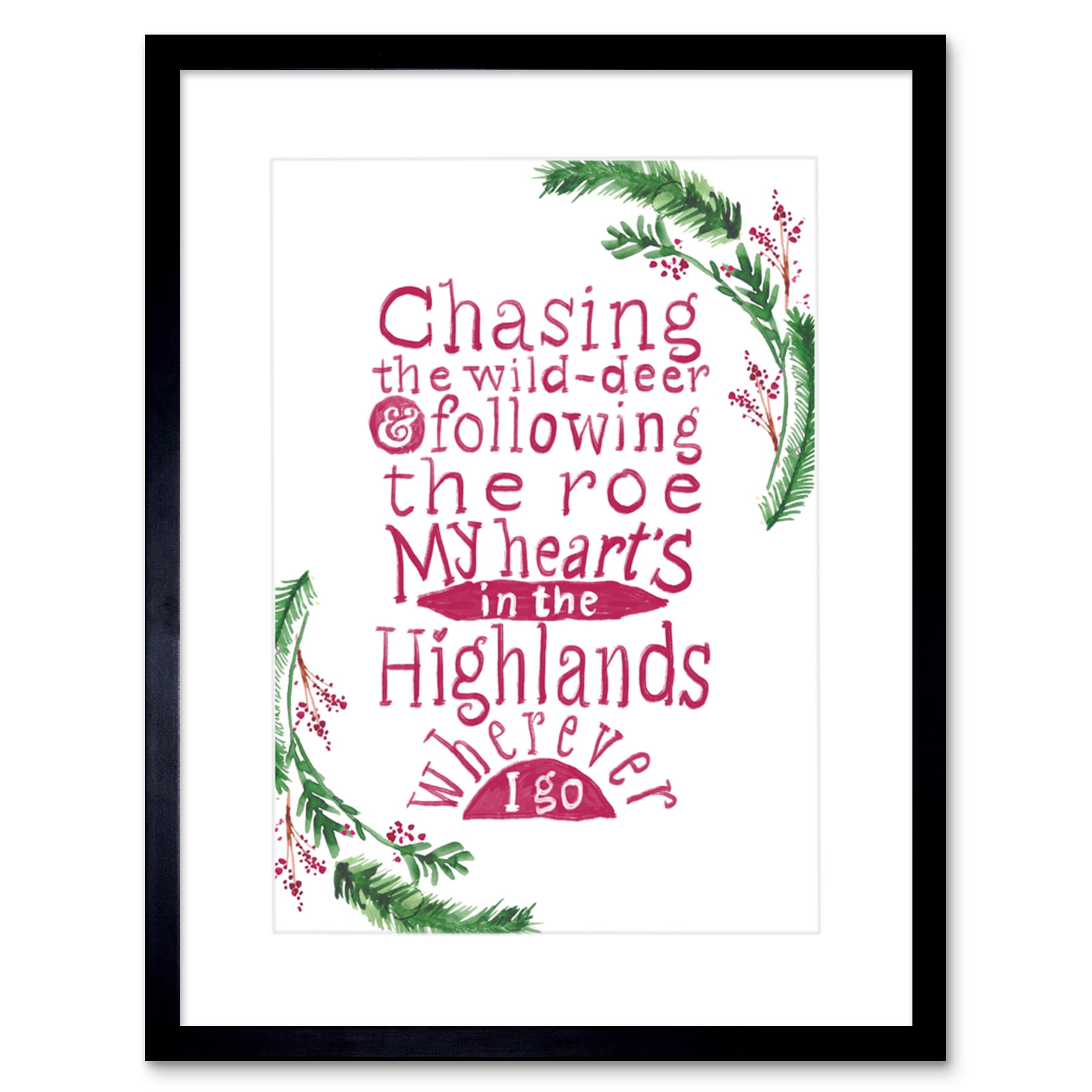 Scotland Hand Lettering Heart Highlands Burns Framed Wall Art Print ...