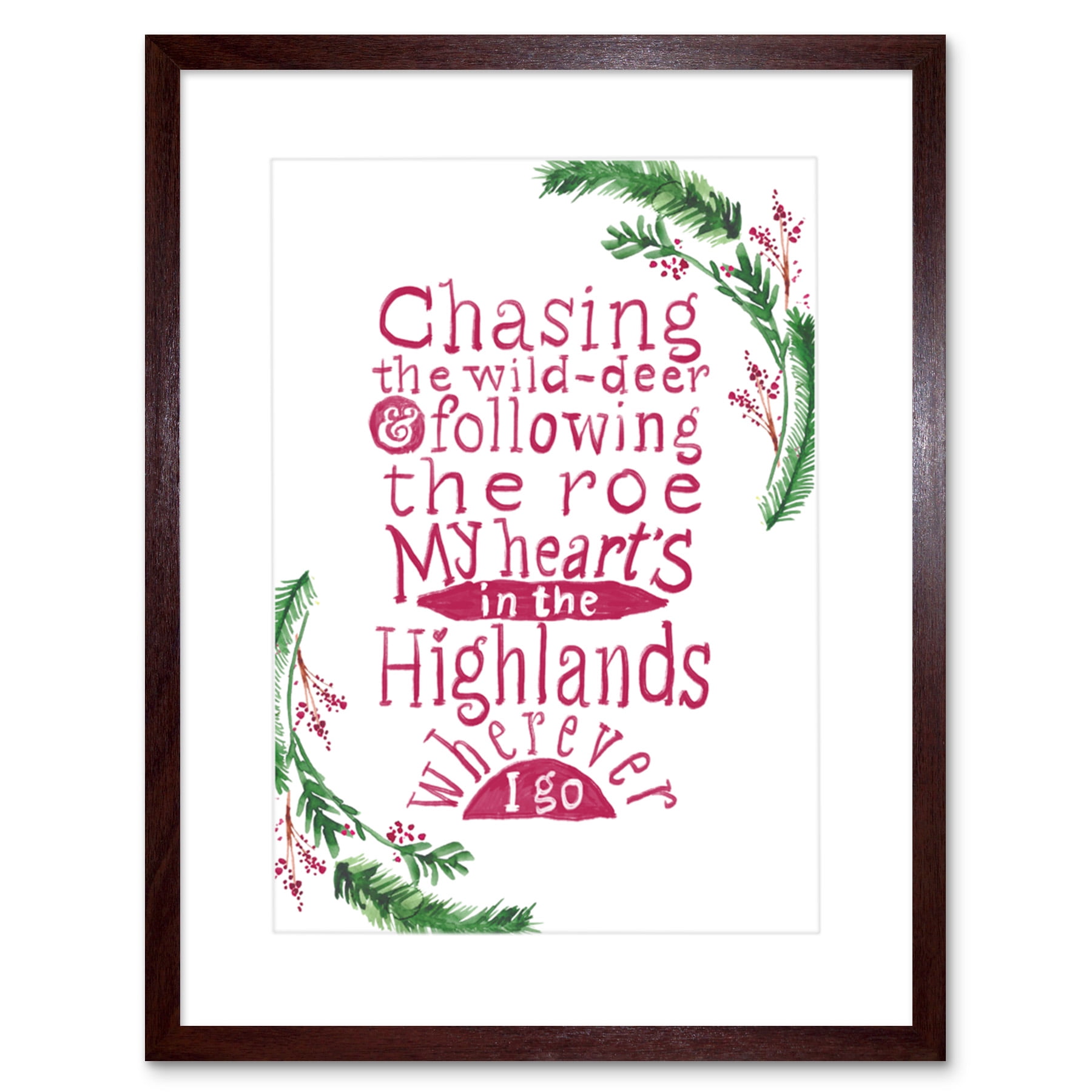 Scotland Hand Lettering Heart Highlands Burns Framed Wall Art Print ...