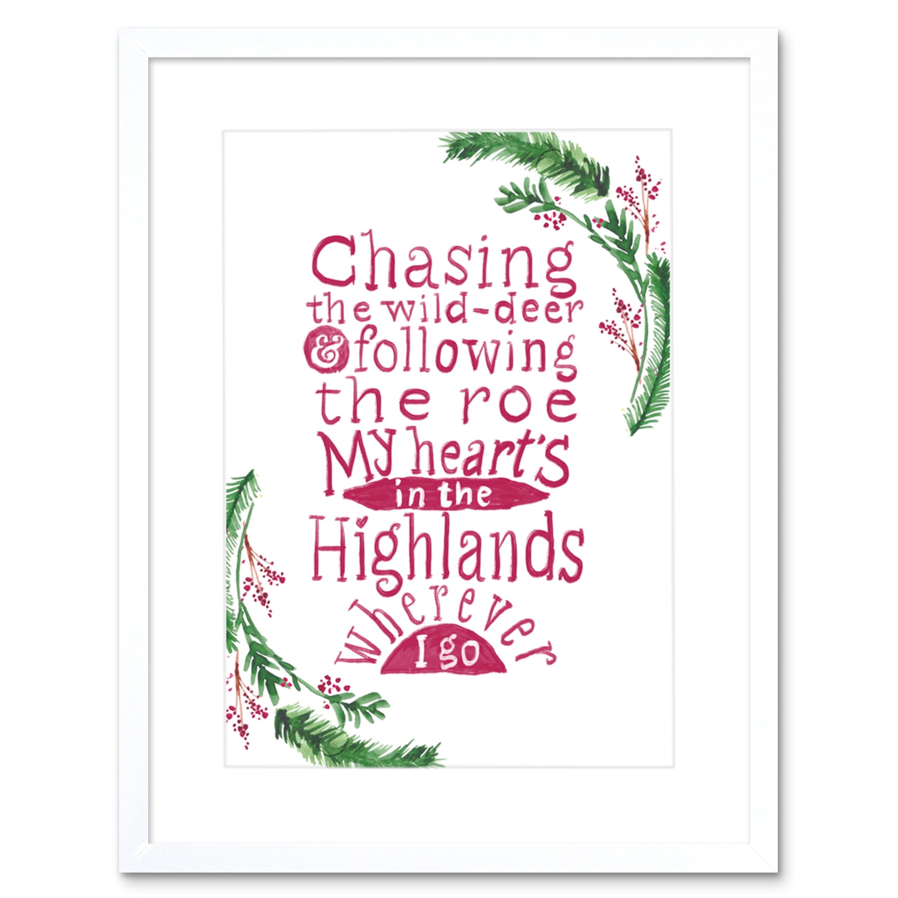 Scotland Hand Lettering Heart Highlands Burns Framed Wall Art Print ...
