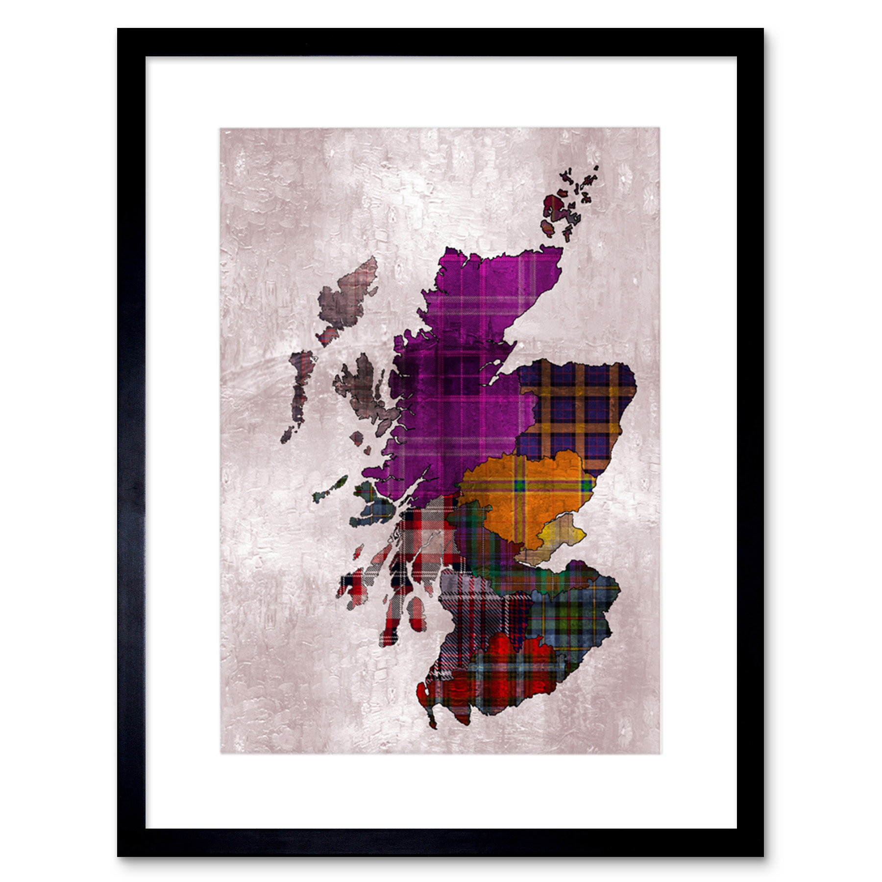 Scotland Map Scottish Clan Tartan Colour Inset Regions Modern ...