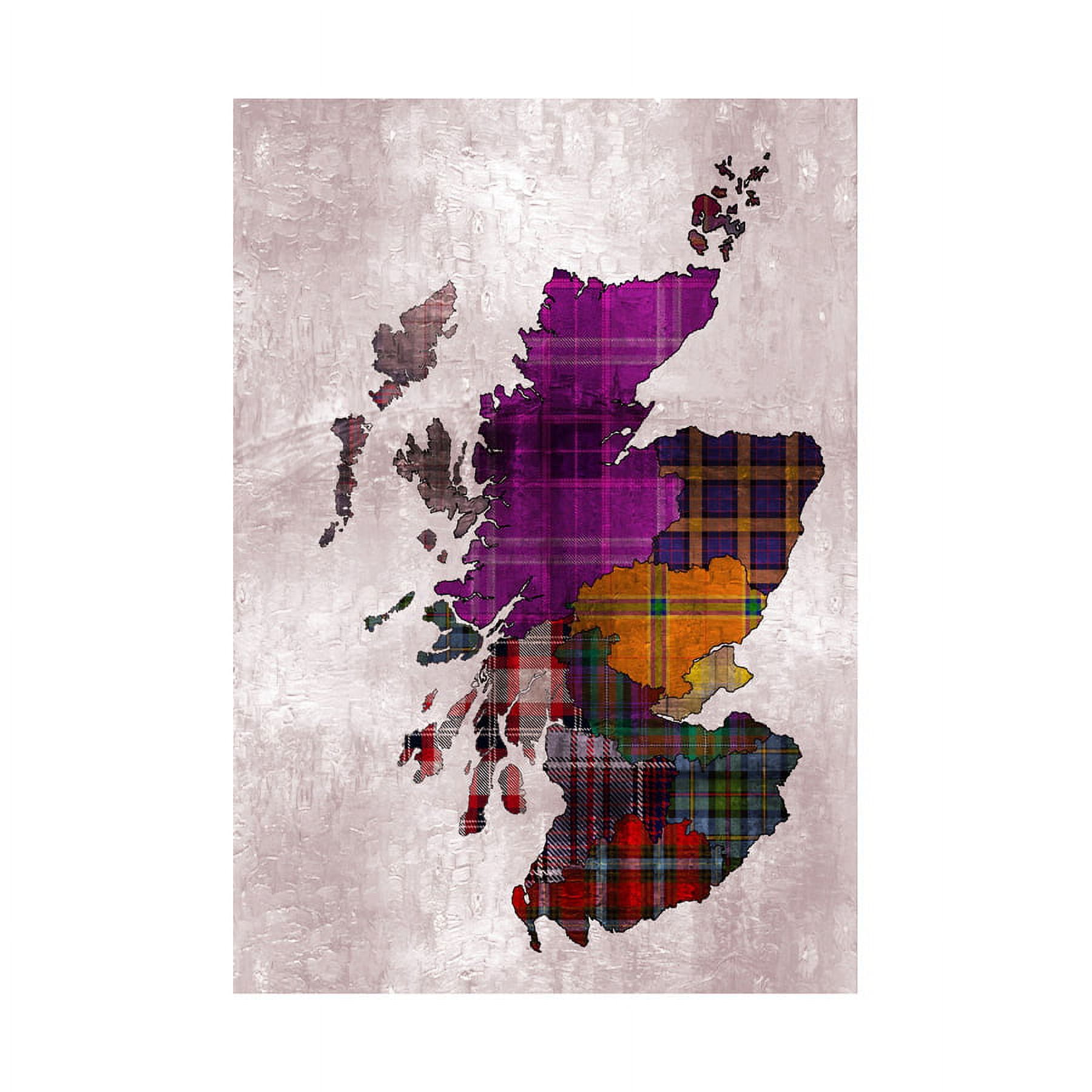 Scotland Map Scottish Clan Tartan Colour Inset Regions Modern ...