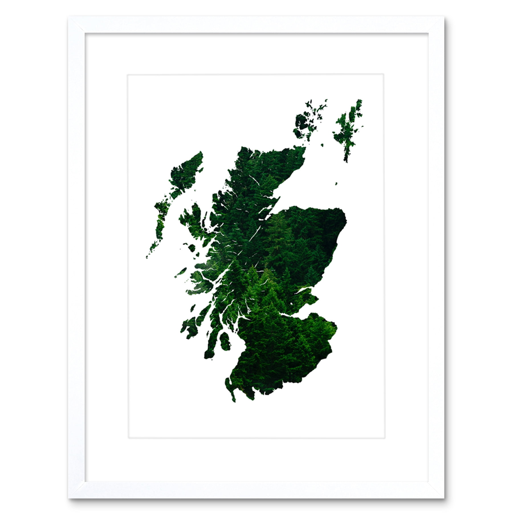 Scotland Map Trees Framed Wall Art Print - Walmart.com