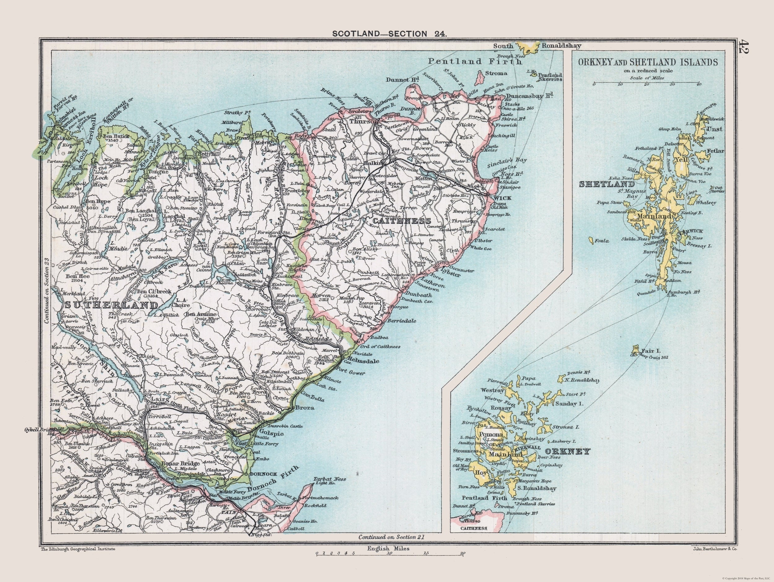 Historic Map - Scotland Northern - Bartholomew 1892 - 30.58 x 23 ...