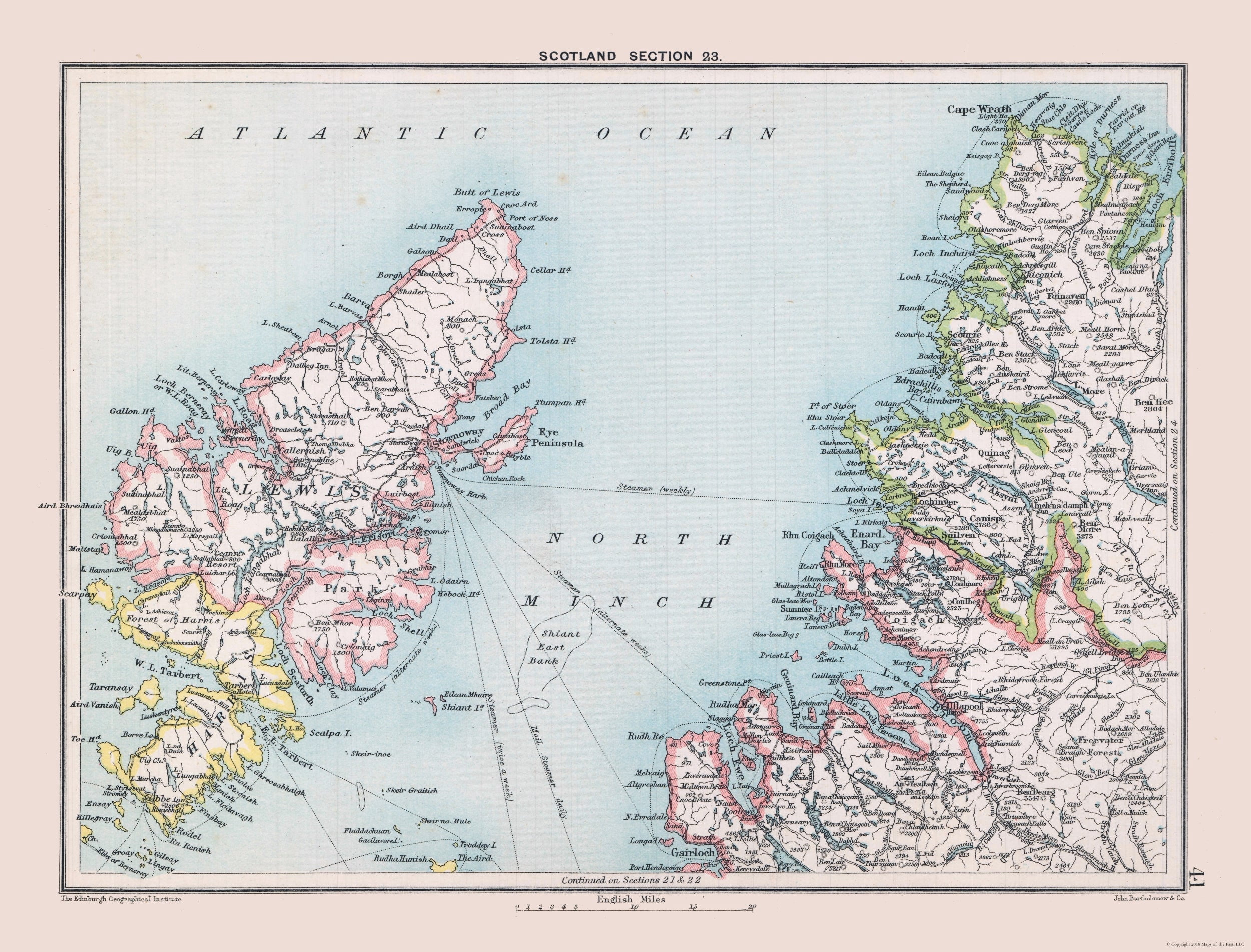 Historic Map - Scotland Northwest - Bartholomew 1892 - 30.22 x 23 ...