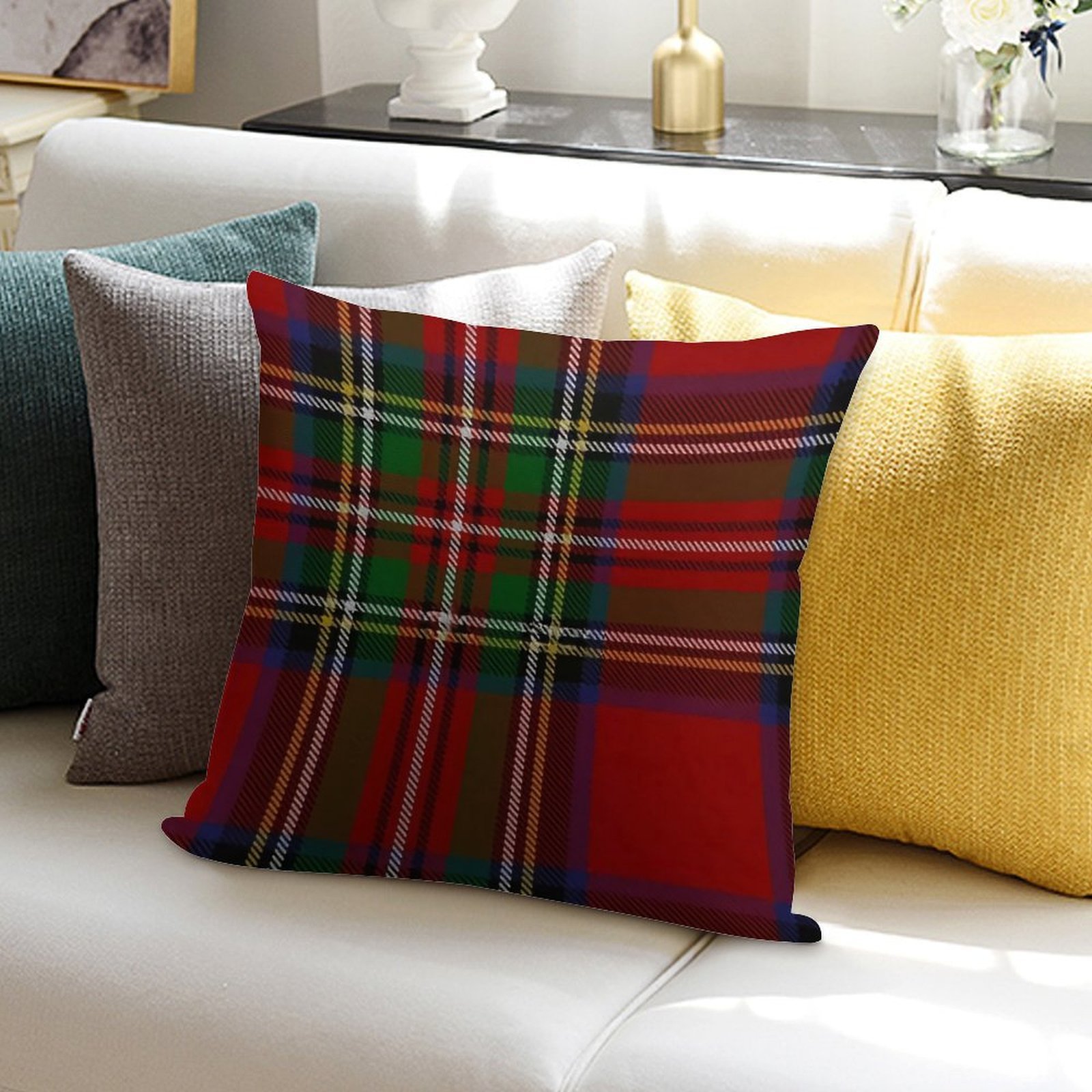 Scotland Royal Stewart Tartan Soft Plush Throw Pillow Covers 24"x24 ...