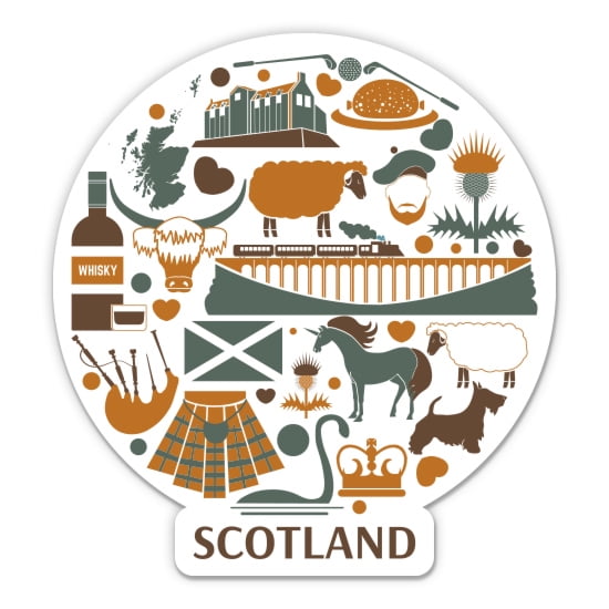Scotland Scottish Landmarks Travel - 3" Vinyl Sticker - For Car Laptop ...