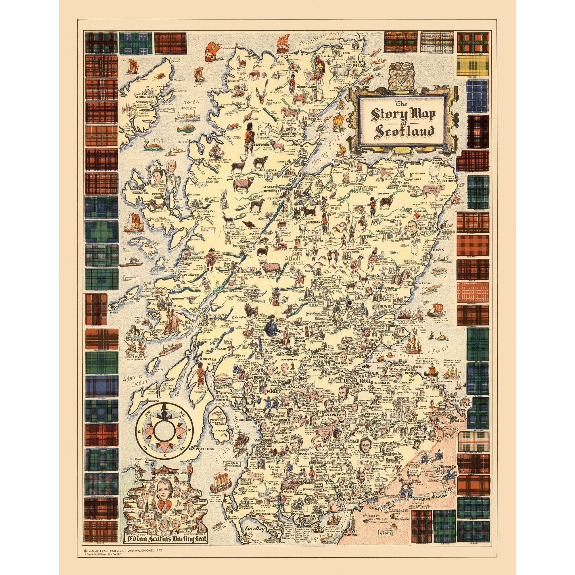 Historic Map - Scotland Story - Colortext 1935 - Vintage Wall Art ...