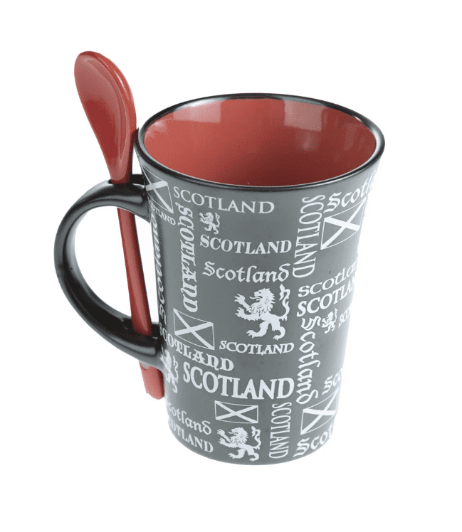 Scotland Tall Spoon Mug with Handle Slot – Ceramic Coffee & Tea Mug ...