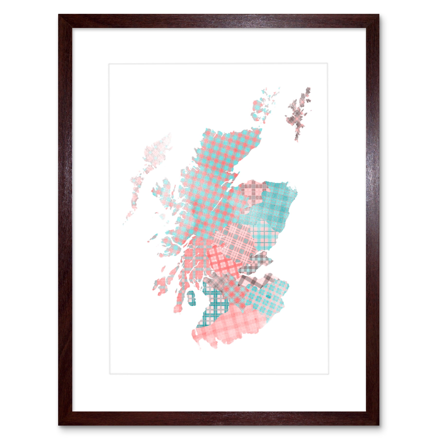 Scotland Tartan Map Pink Framed Wall Art Print - Walmart.com