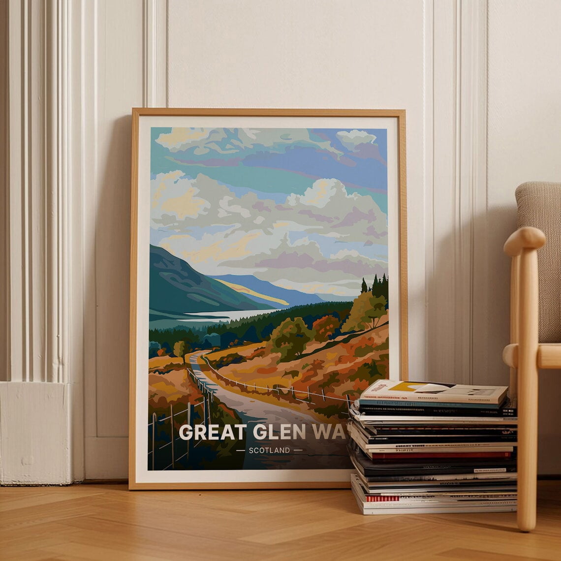 Scotland Travel Poster, Great Glen Way Hiking Trail Art, Scottish ...