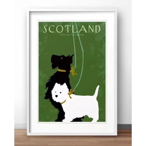Scotland Travel Vintage Poster Retro Print Scotland Scottie Dogs Poster ...