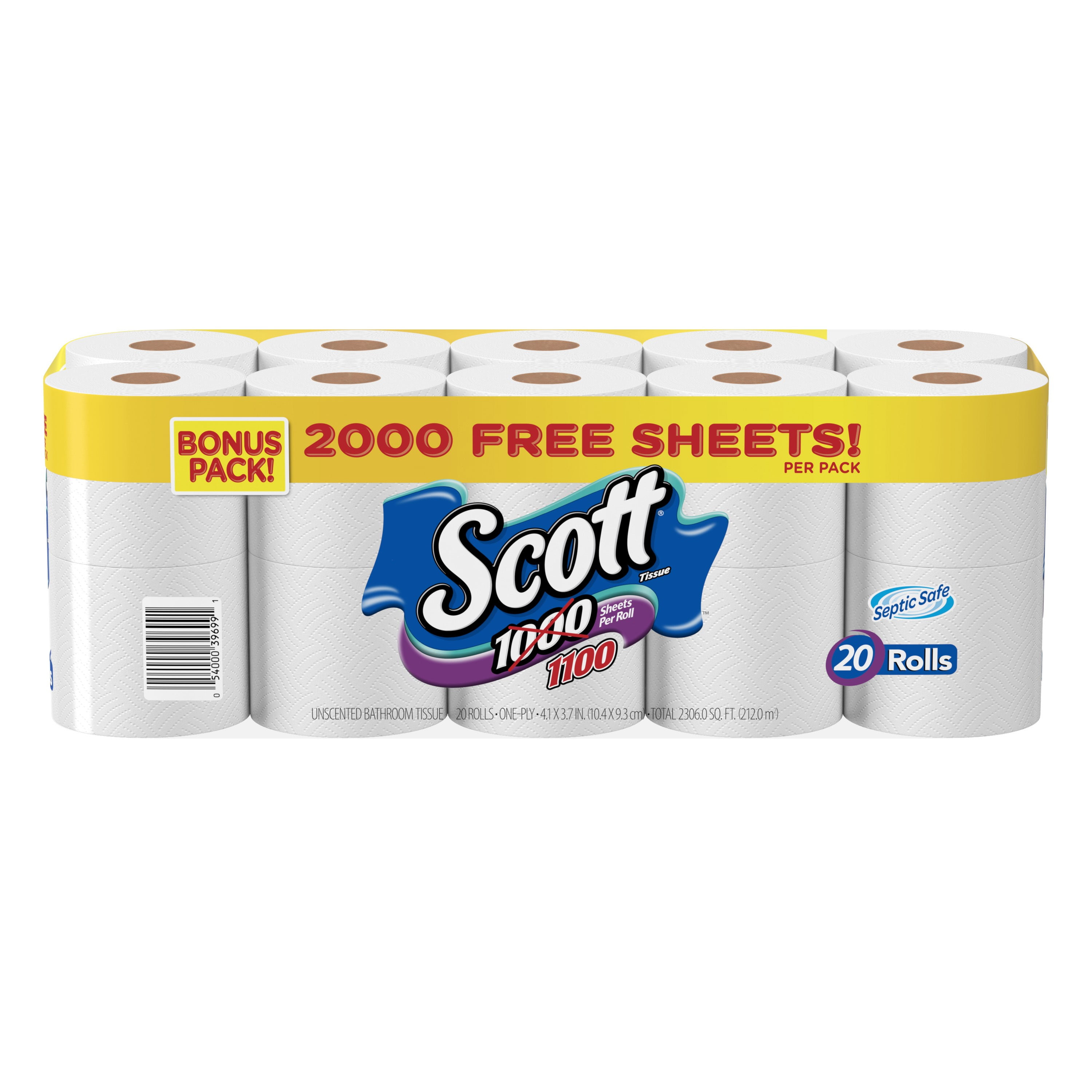 Scott 1000 Toilet Paper, 20 Rolls, 1,000 Sheets Per Roll (20,000 Total ...